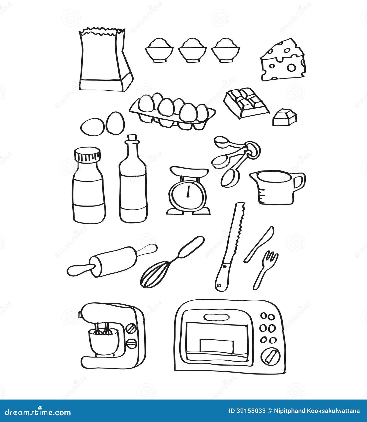 Mix Hand Draw Bakery Equipment Making Chocolate Stock Illustration ...
