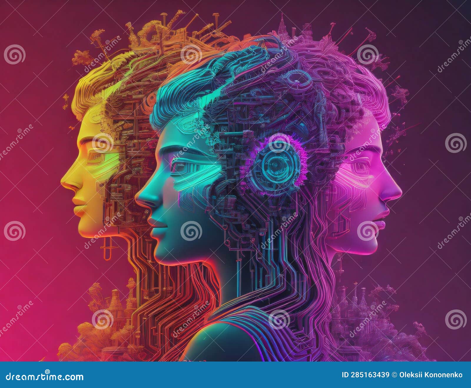 Mix of a Human Face and Fractal Elements, Ideal for Projects on Mind ...