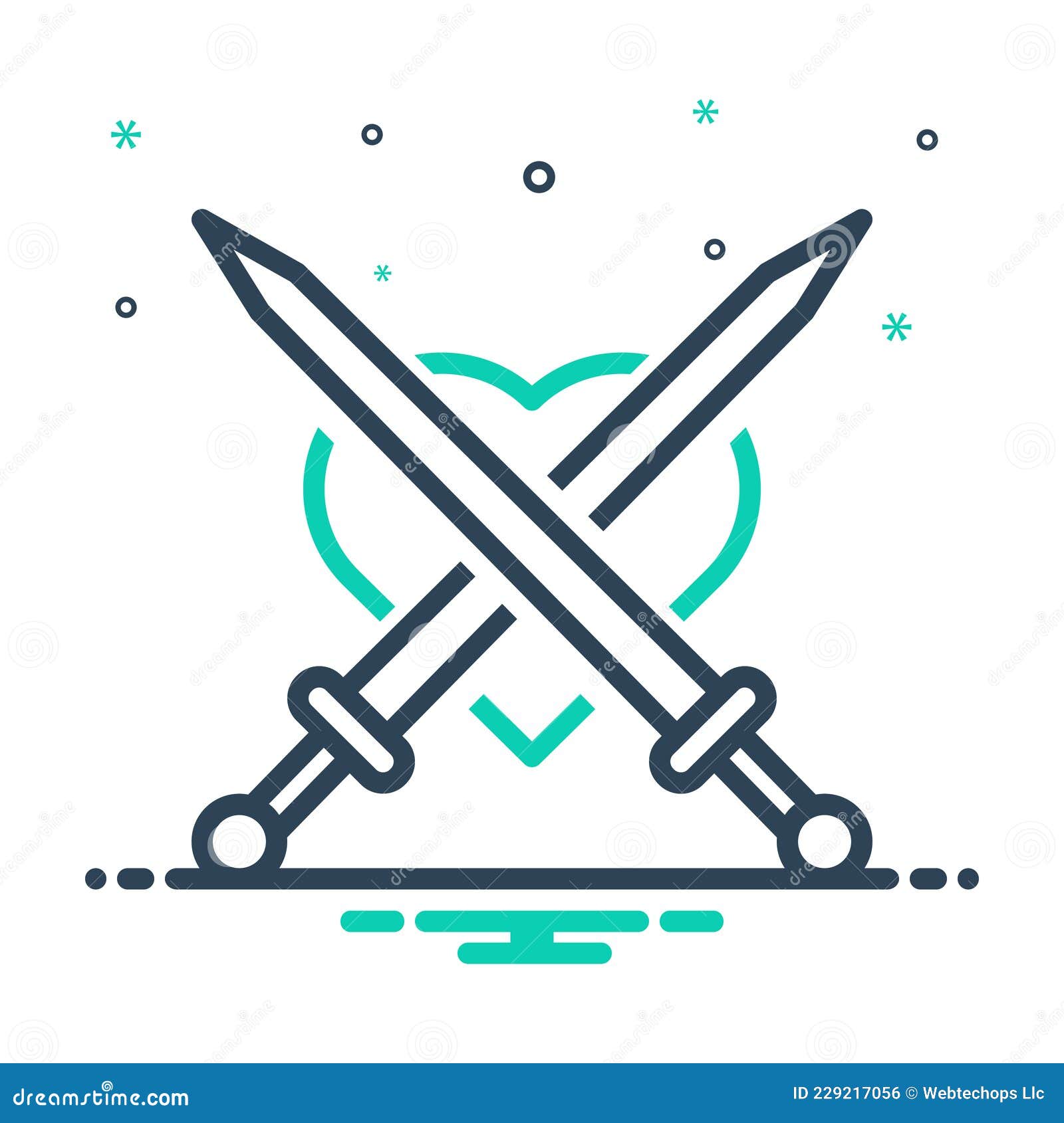 Mix Icon For Attack, Sword And Weapon Vector Illustration ...