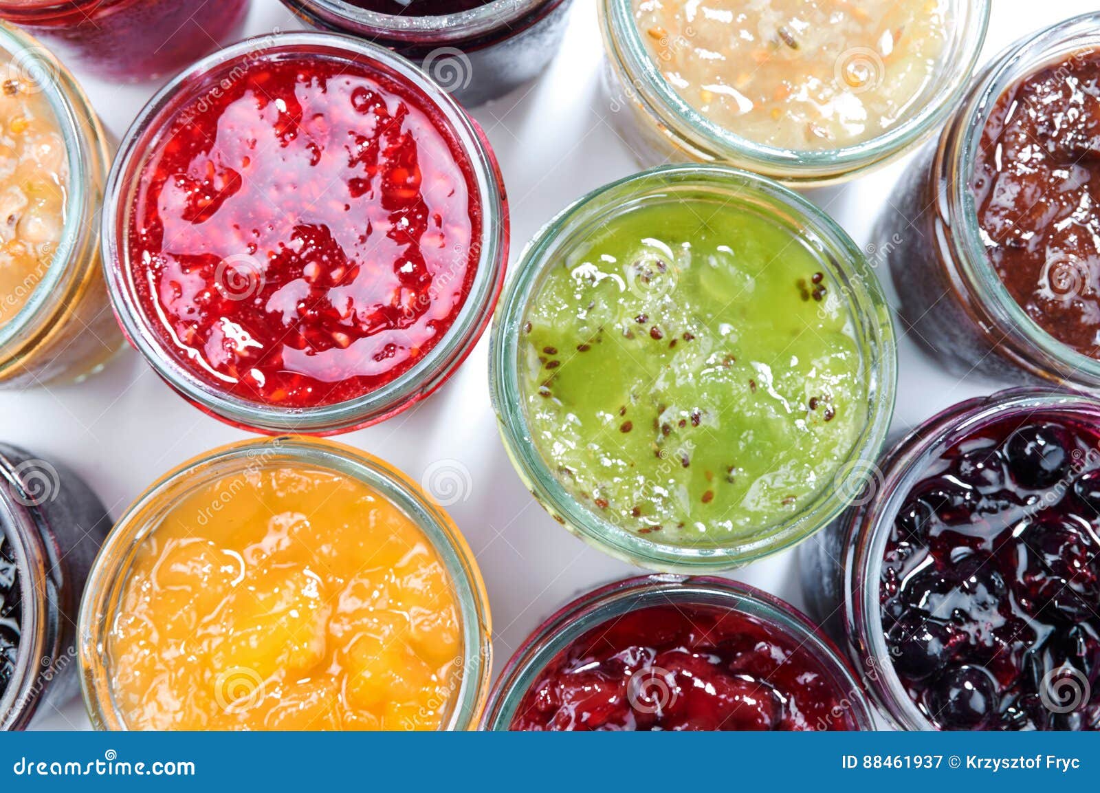 Mix of jams in jars stock image. Image of black, confiture - 88461937