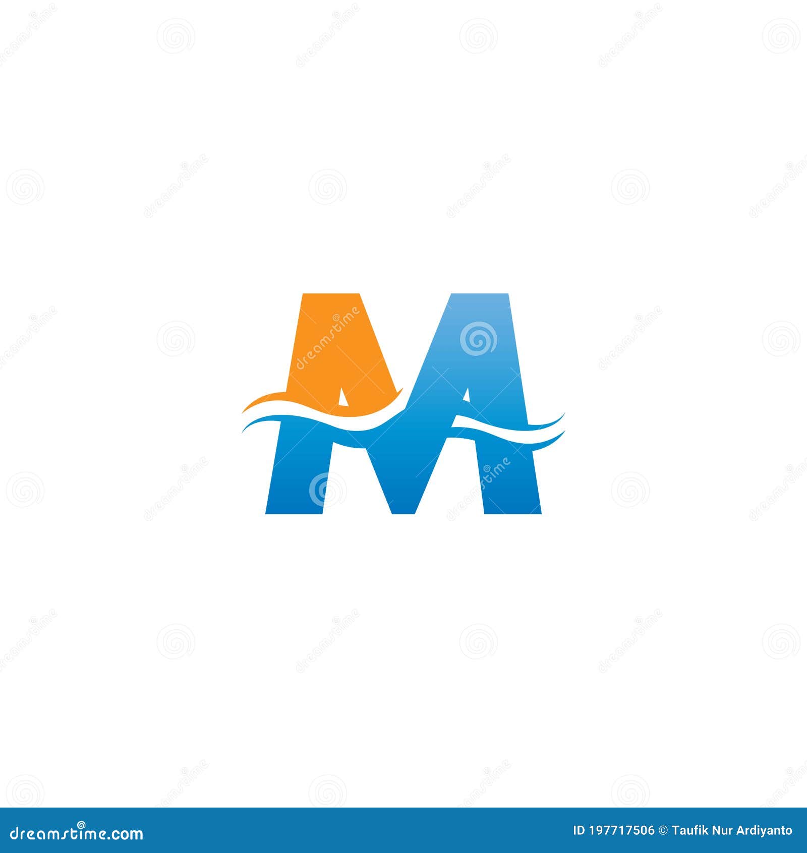 Mix of Letter M with Wave Design Stock Vector - Illustration of latin ...