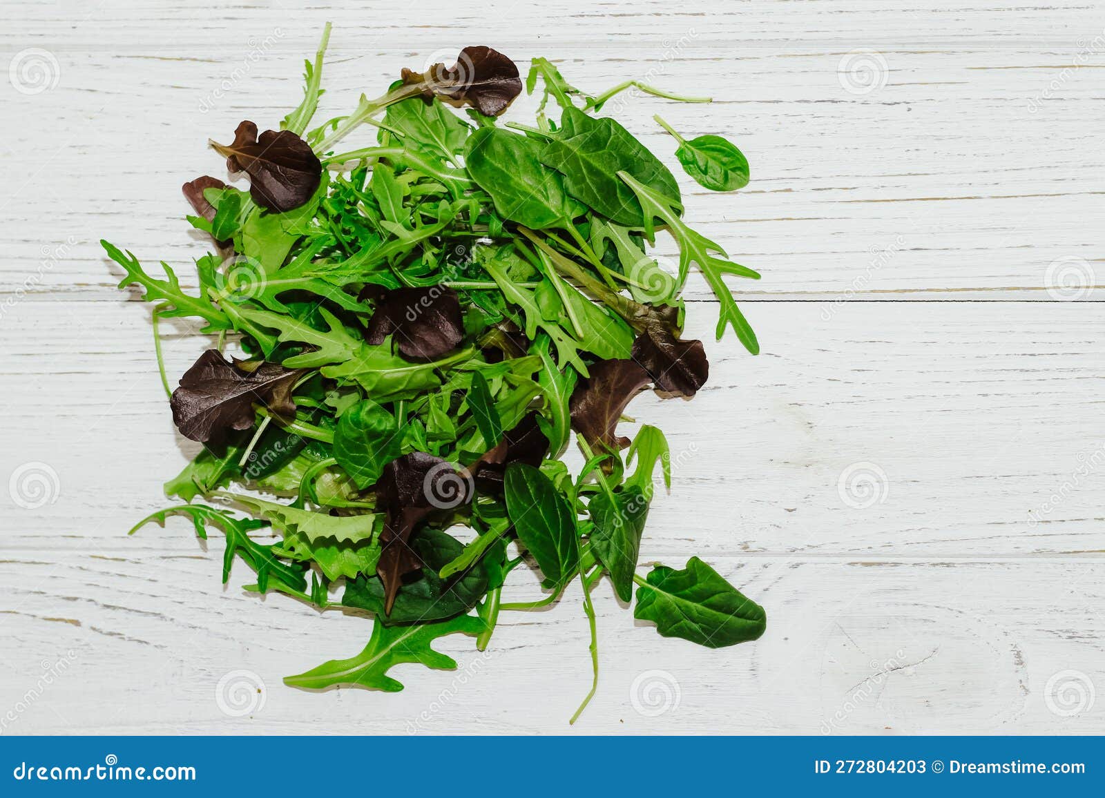 Mix of Lettuce Leaves Different Types on the Table. Stock Image - Image ...