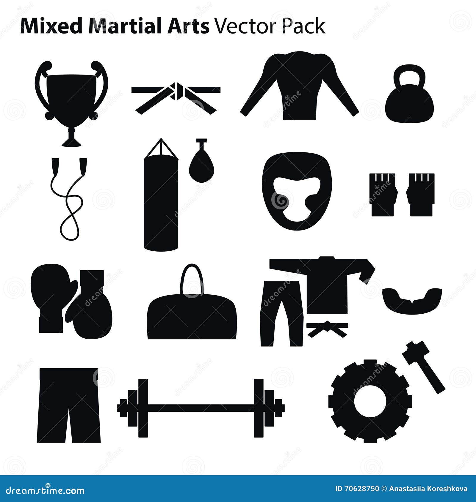 Mix Martial Arts Icons Set. Stock Vector - Illustration of belt, boxing ...