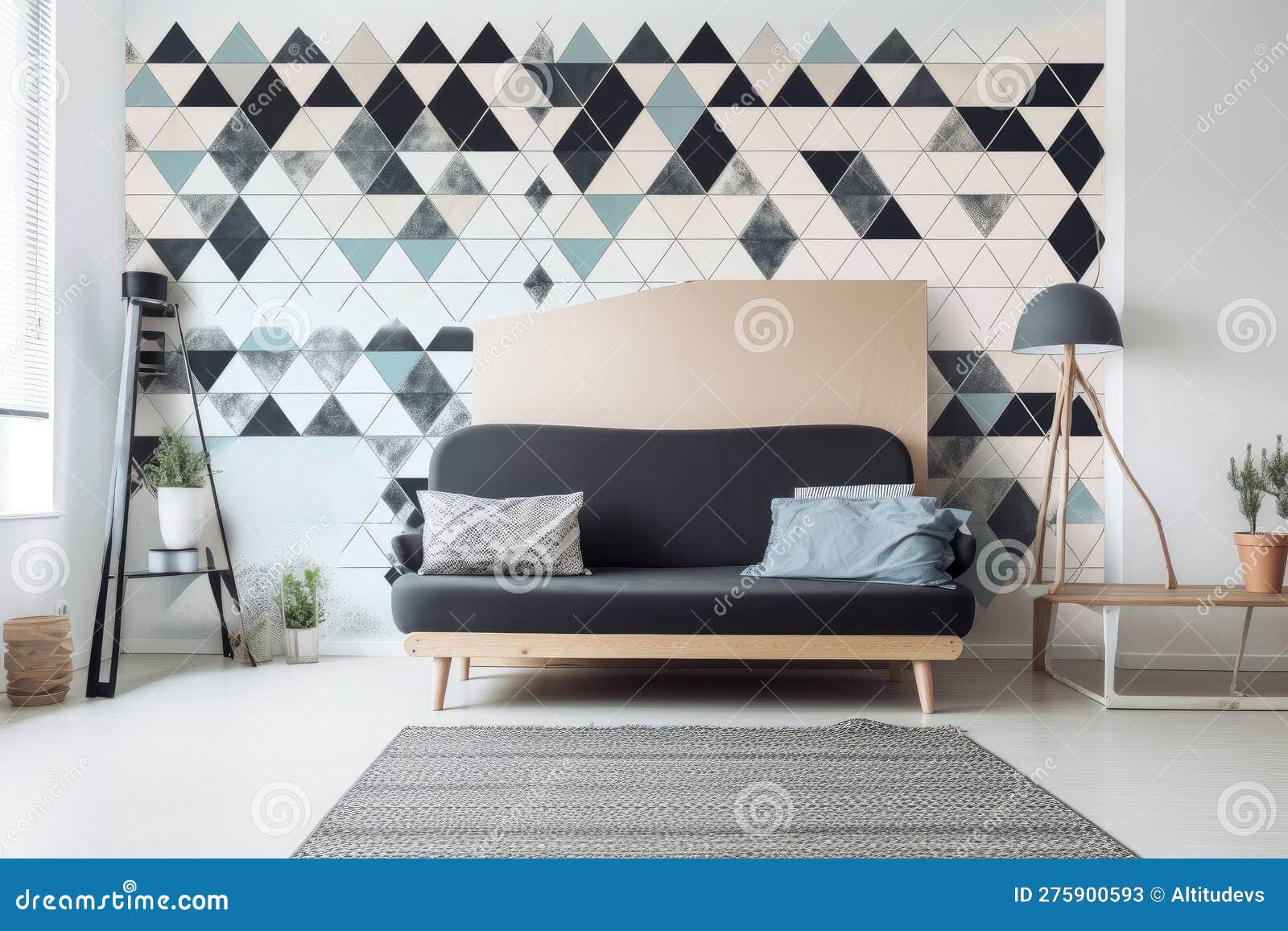 A Mix of Minimalist and Geometric Patterns on a Wall Stock Illustration ...