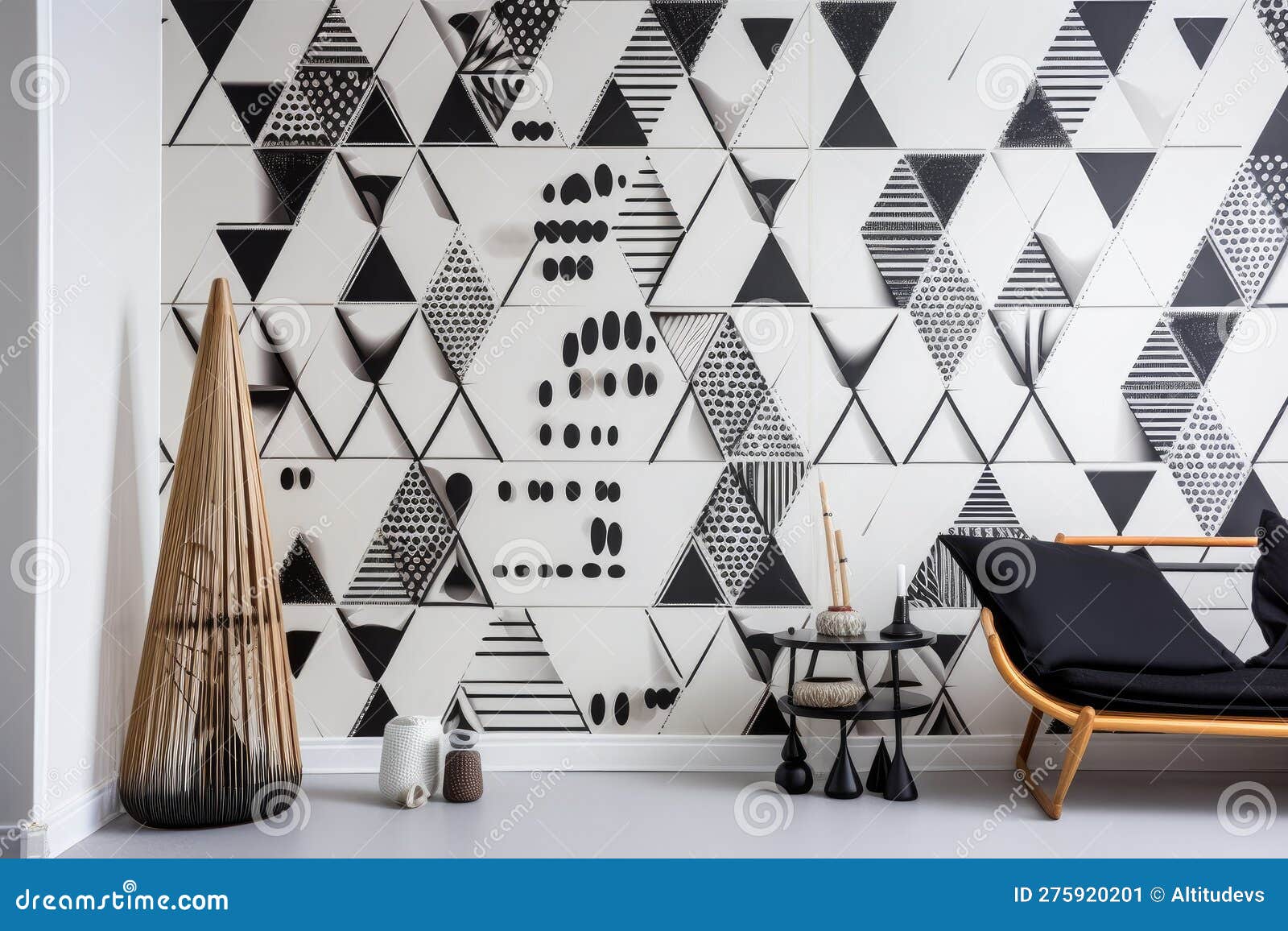 A Mix of Minimalist and Geometric Patterns on a Wall Stock Illustration ...