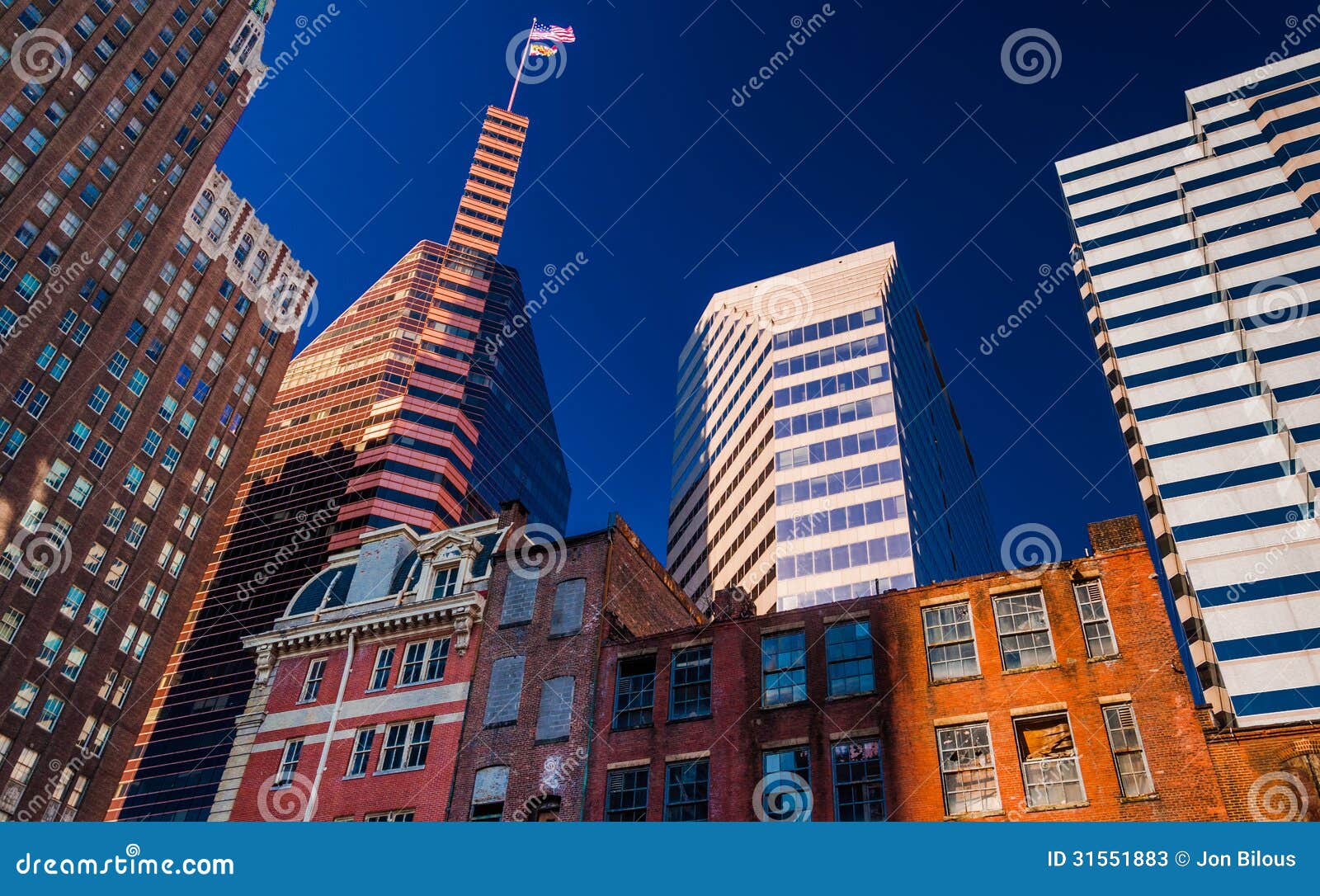 Mix of Modern and Old Buildings in Baltimore, Maryland. Stock Image ...