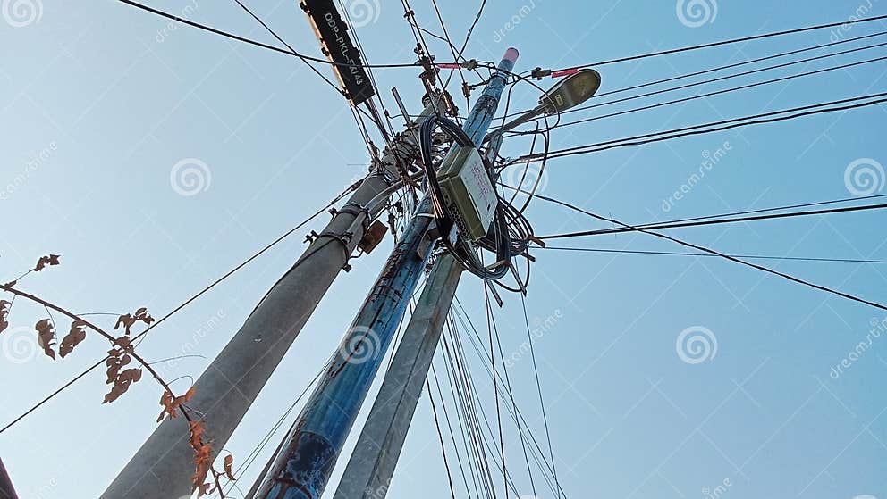 Mix of multiple cables stock image. Image of streetlight - 295138889