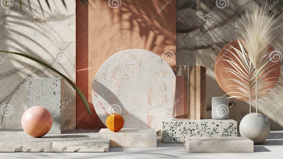 A Mix of Natural Elements and Geometric Shapes in a Harmonious Still ...