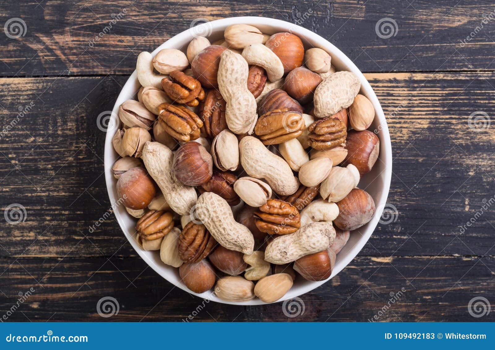 Mix of nuts in plate stock image. Image of food, bowl - 109492183