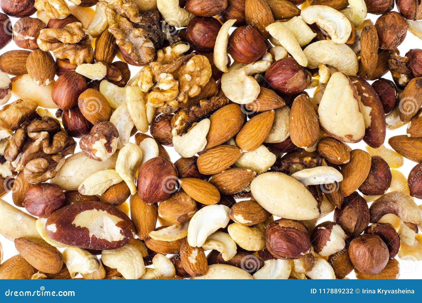 Mix of Nuts on White Background Stock Photo - Image of nutrition ...
