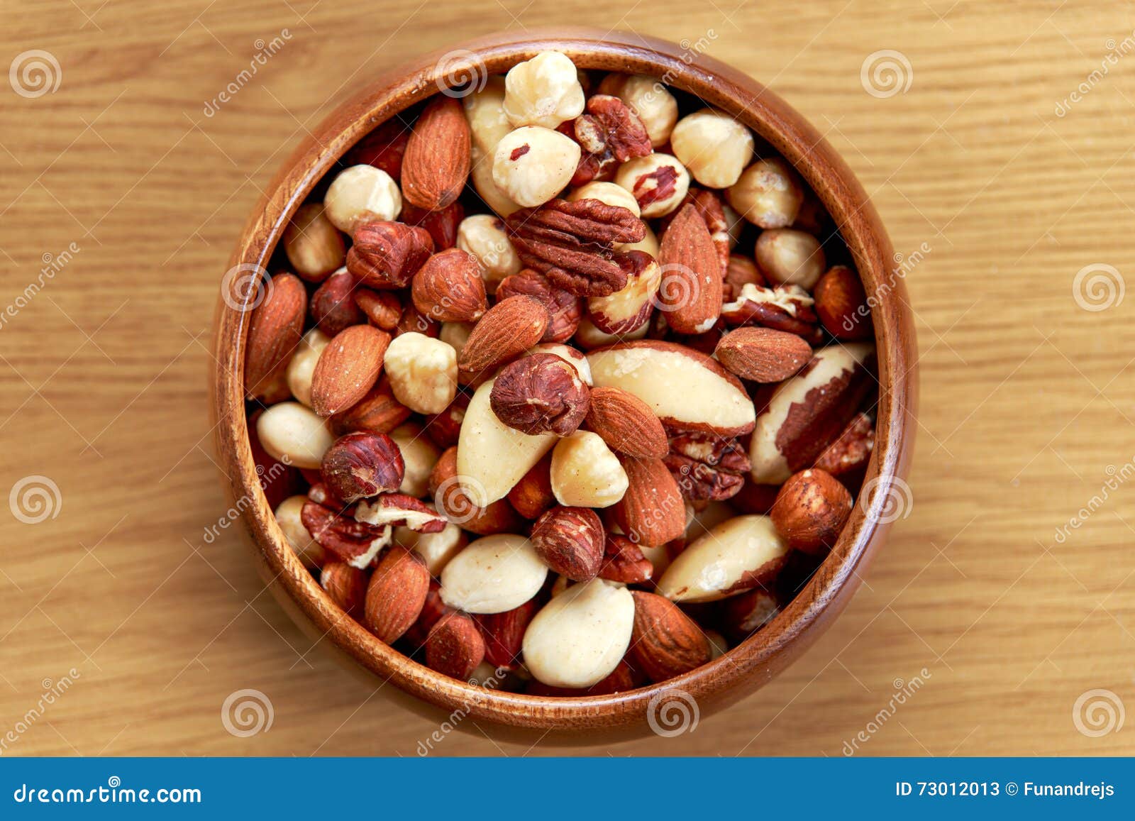Mix Nuts in Wooden Bowls on Table Stock Image - Image of health ...