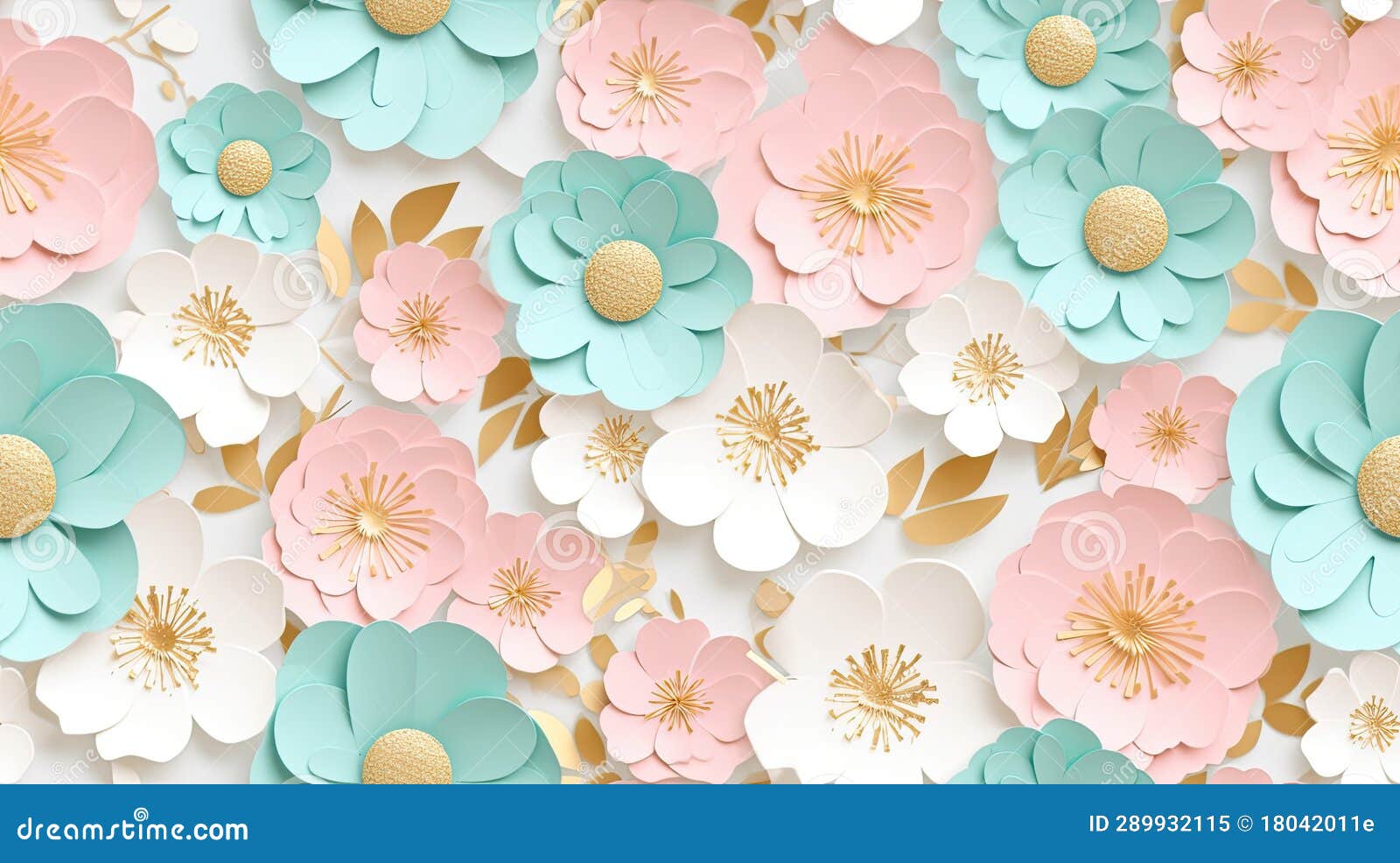 Mix Paper Flowers Seamless Background, Paper Art Stock Illustration ...
