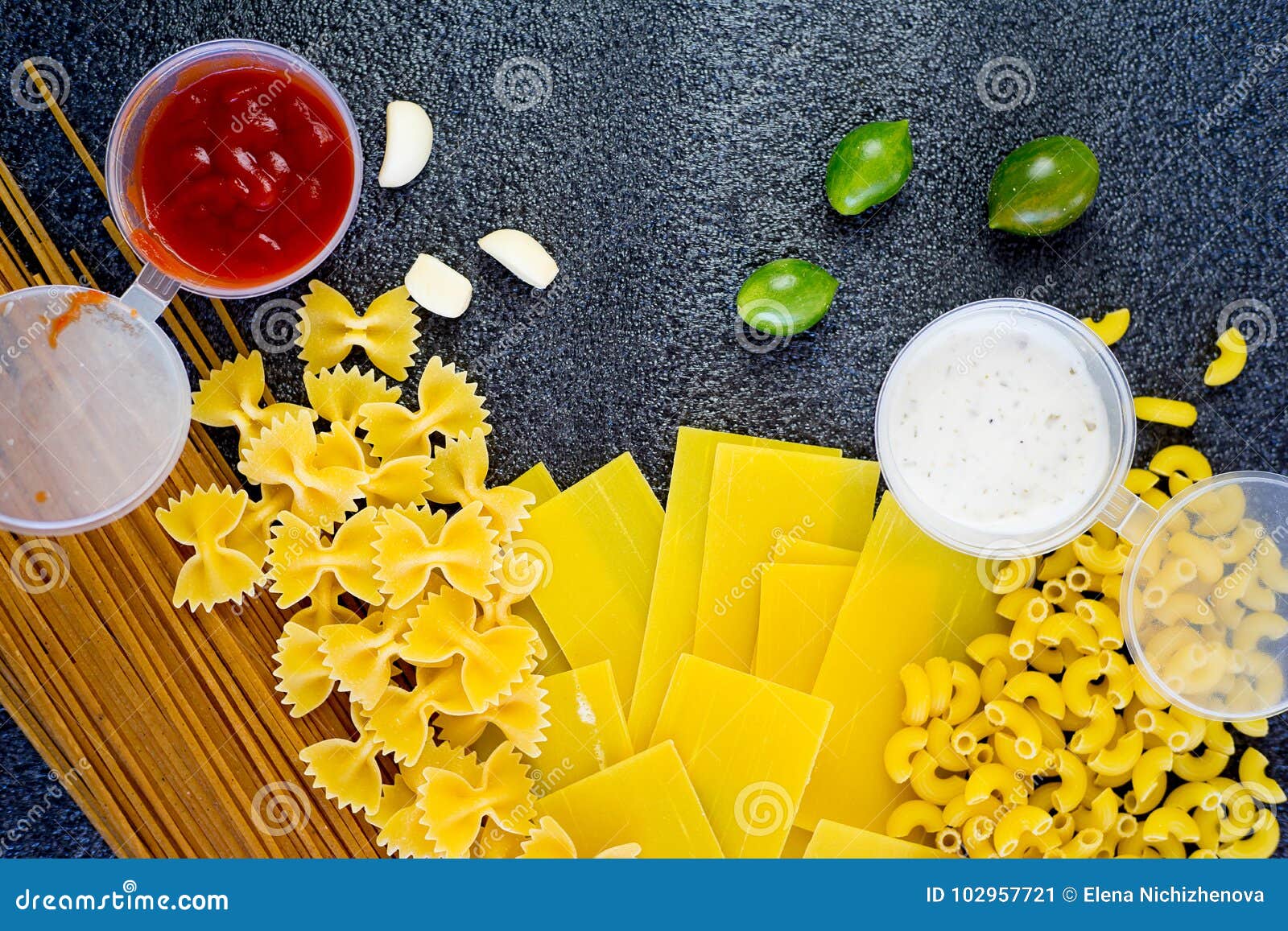 Mix of pasta stock image. Image of rustic, colorful - 102957721