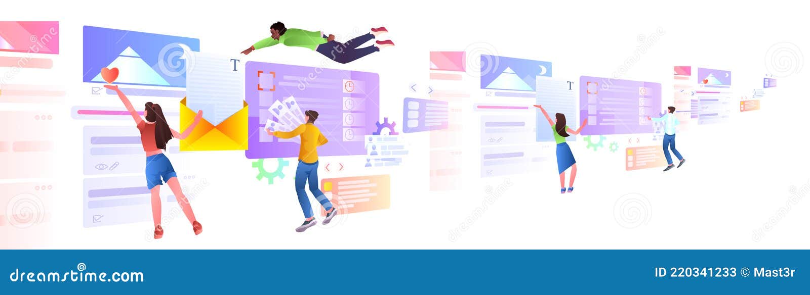 Mix Race Web Developers Team Creating Program Code Application Development Software Programming