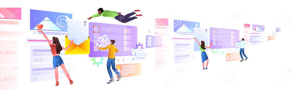 Mix Race Developers Team Creating Website Ui Web Application Development Program Software