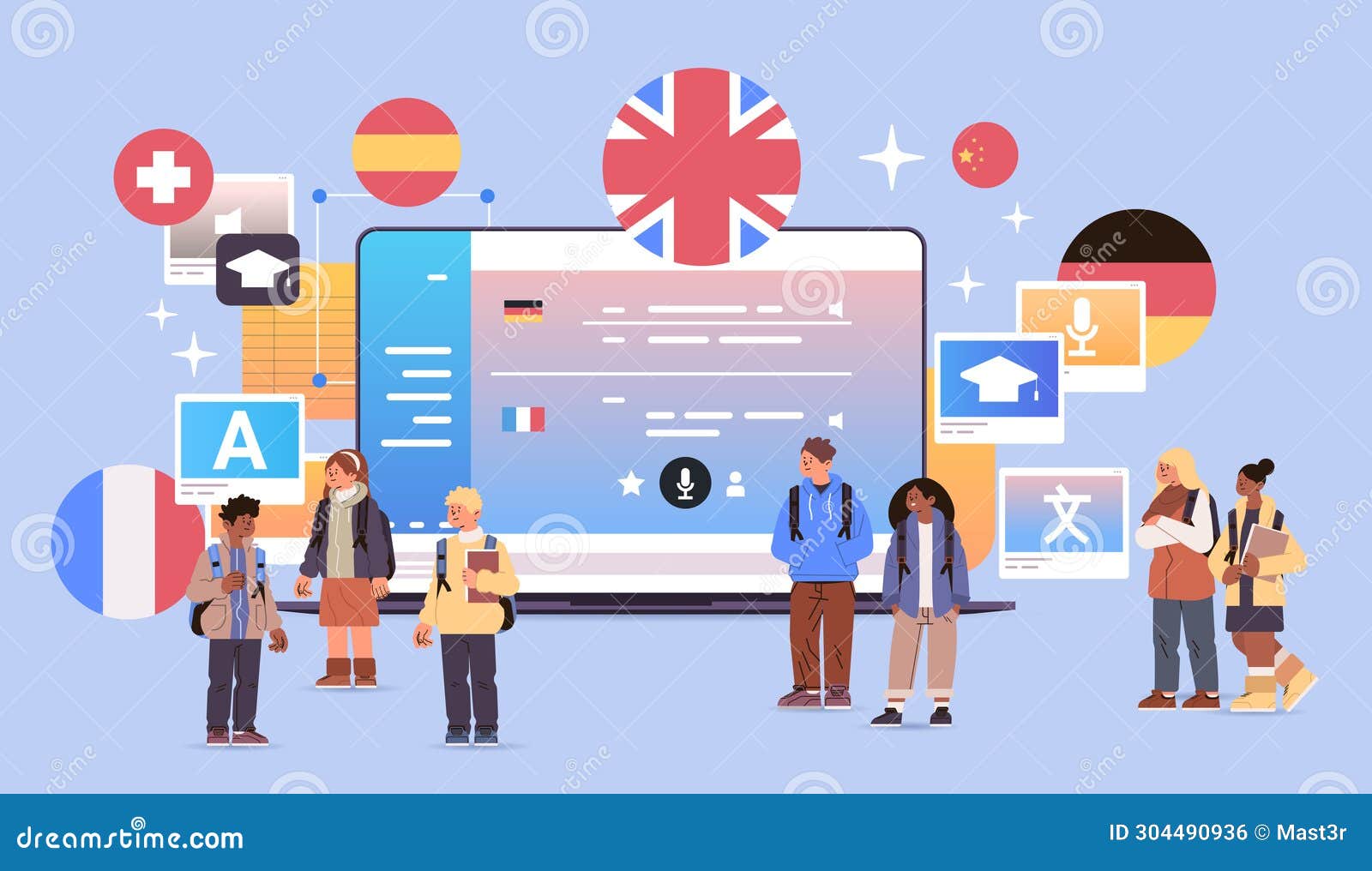 Learning Language In Context Concept Icon Cartoon Vector ...