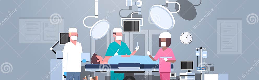 Mix Race Surgeons Team Surrounding Patient Lying on Operation Table ... Mix Race Surgeons Team Surrounding Patient Lying on Operation Table ...