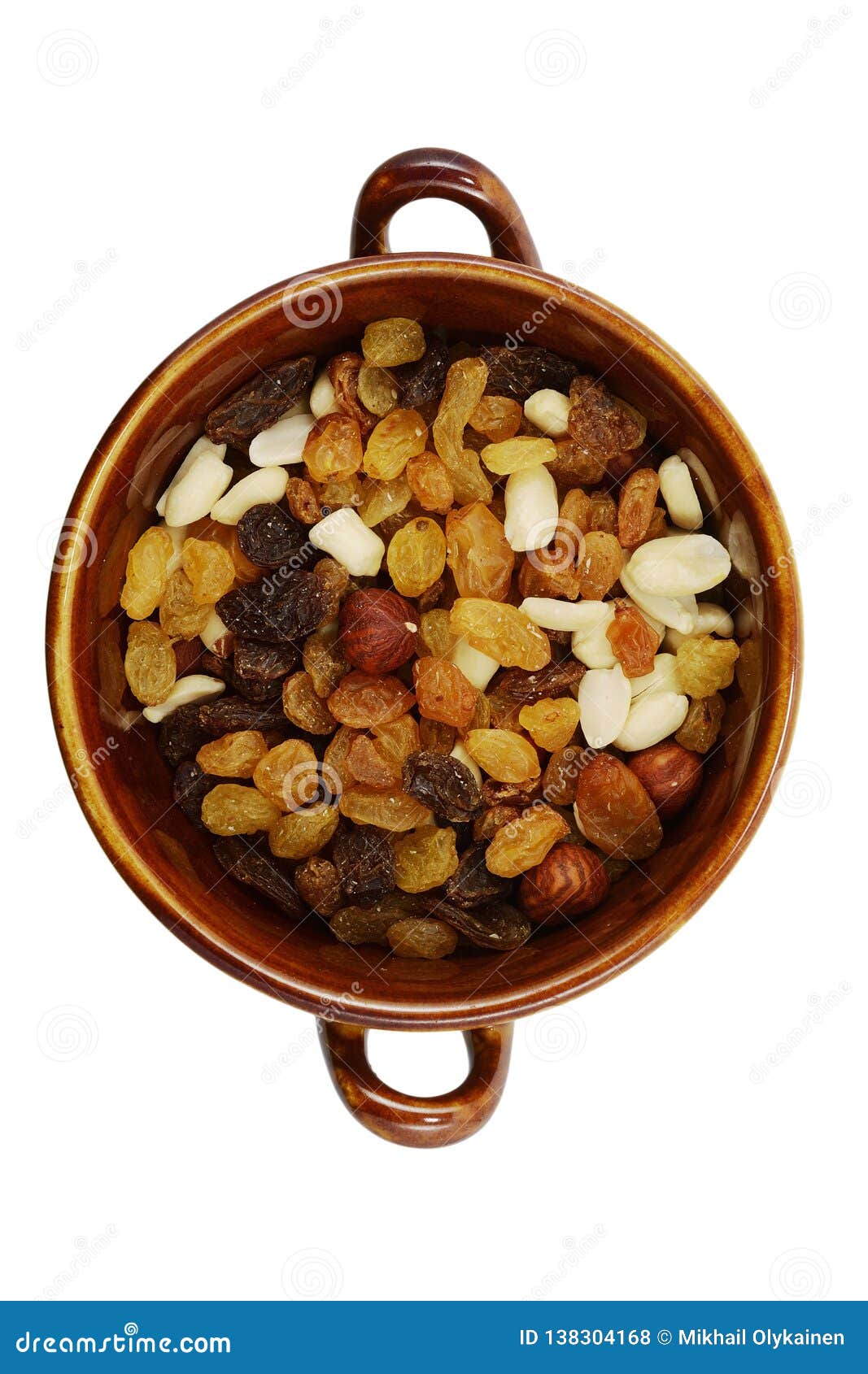 Mix of Raisins and Different Nuts in a Bowl on a White Stock Photo ...