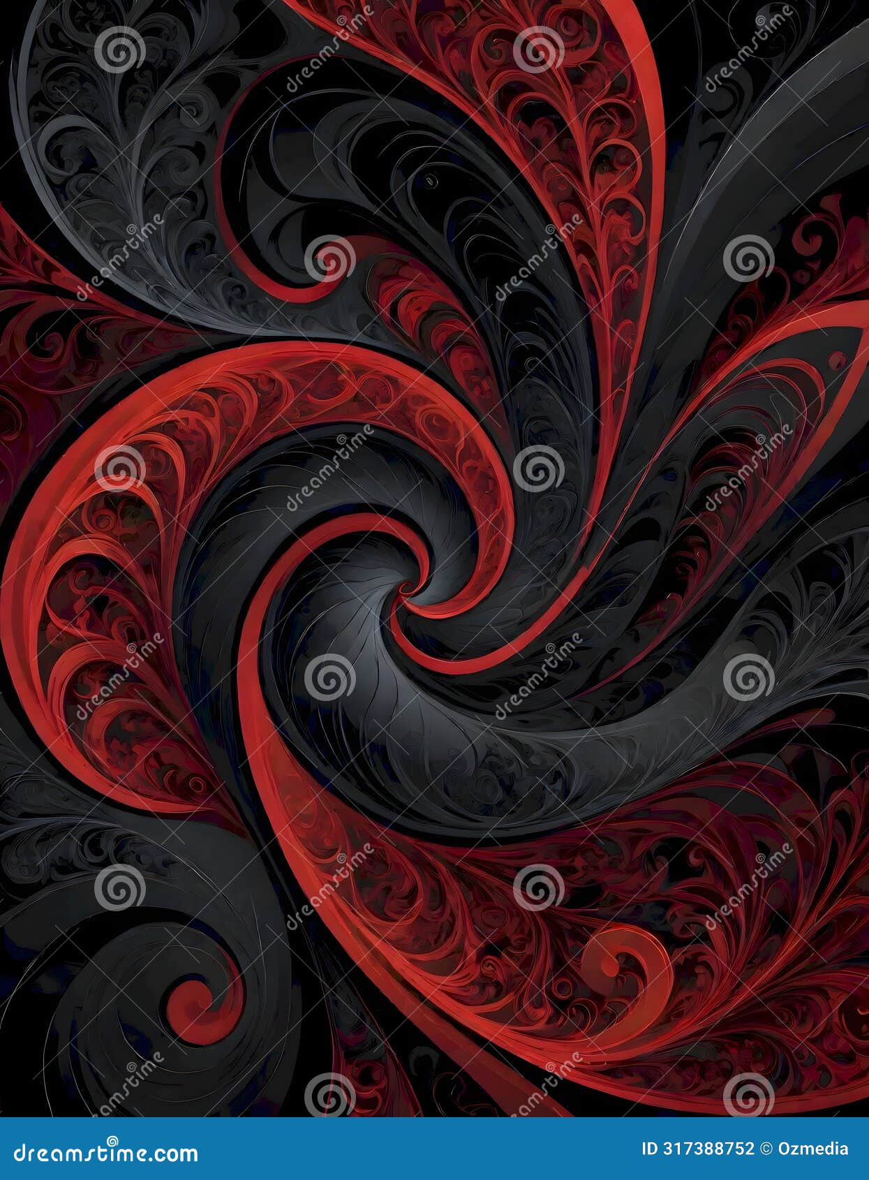 Mix of Red and Black in Spiral Form Showcasing Complex Structure and ...