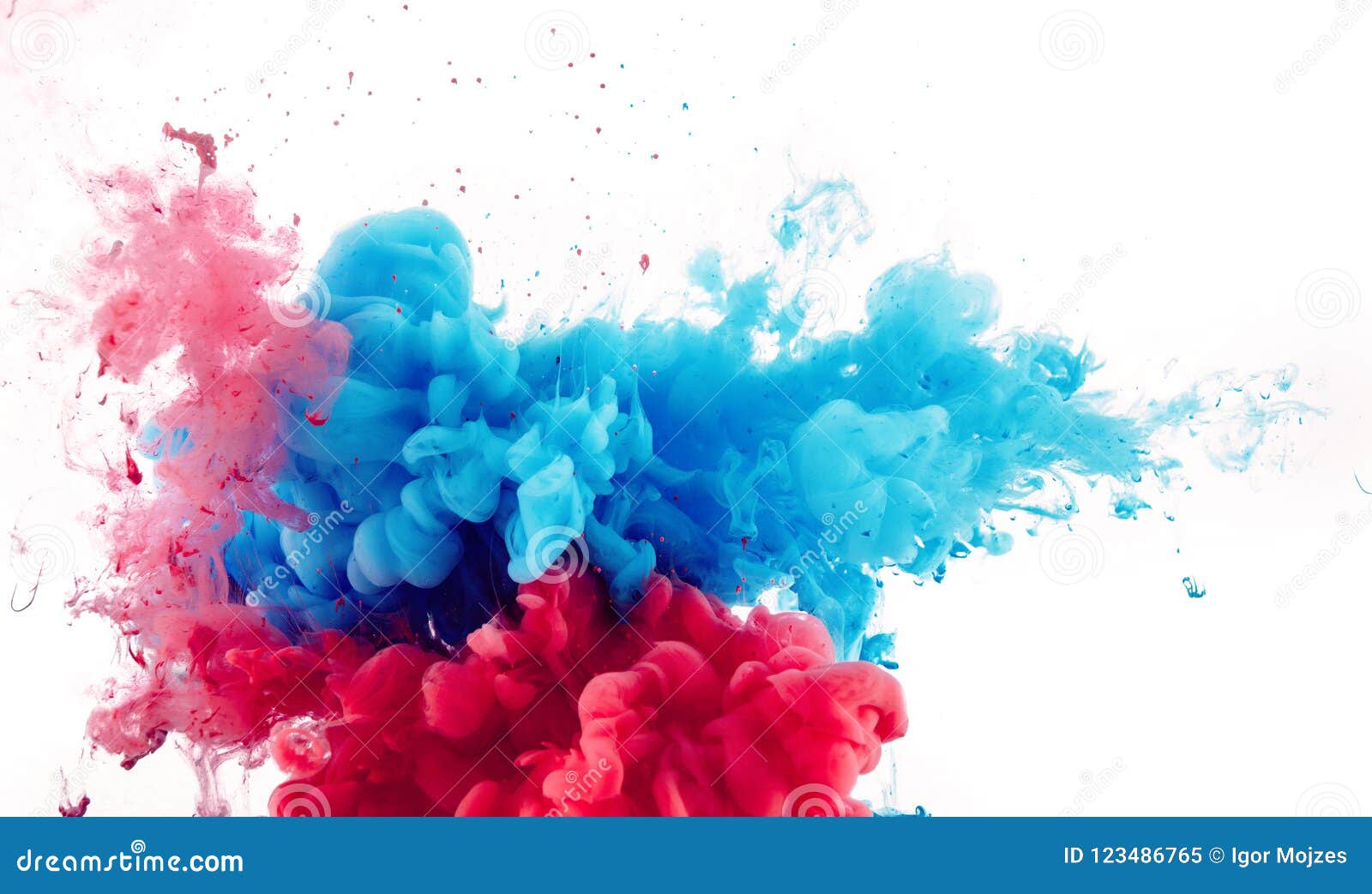 Mix of Red and Blue Ink Splashes Stock Image - Image of movement ...