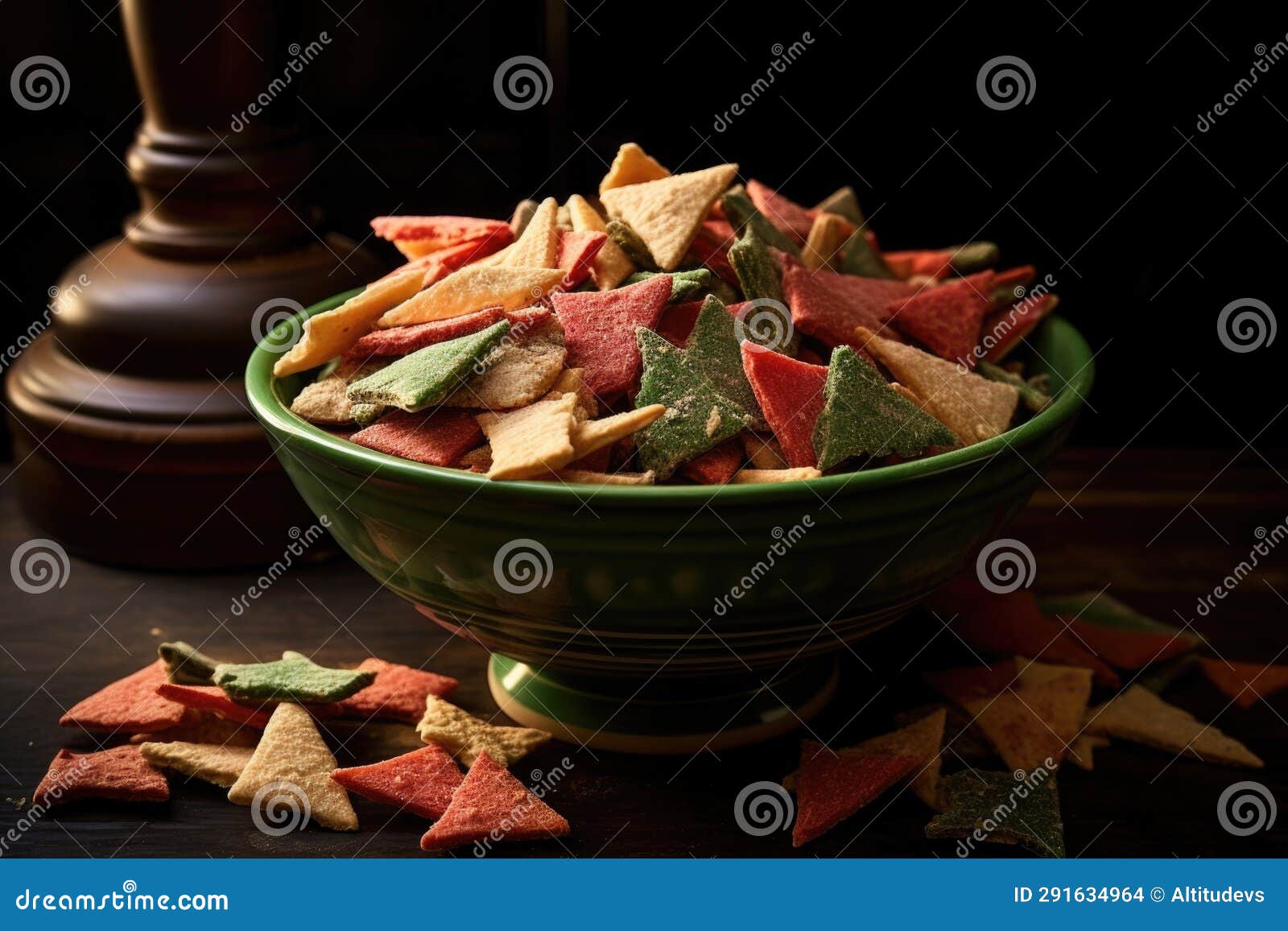 A Mix of Red and Green Crackers in a Large Bowl Stock Photo - Image of ...