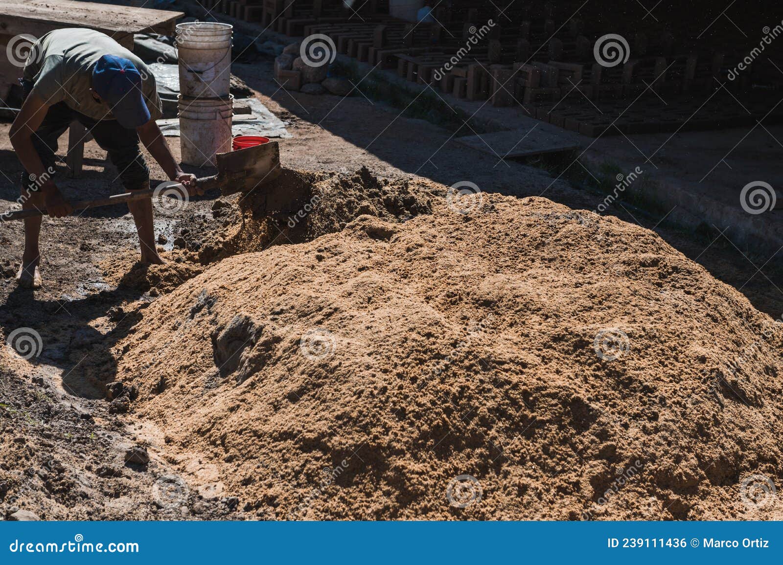 Mix of Sand, Mud, Water, Sawdust To Create a Paste for Making ...