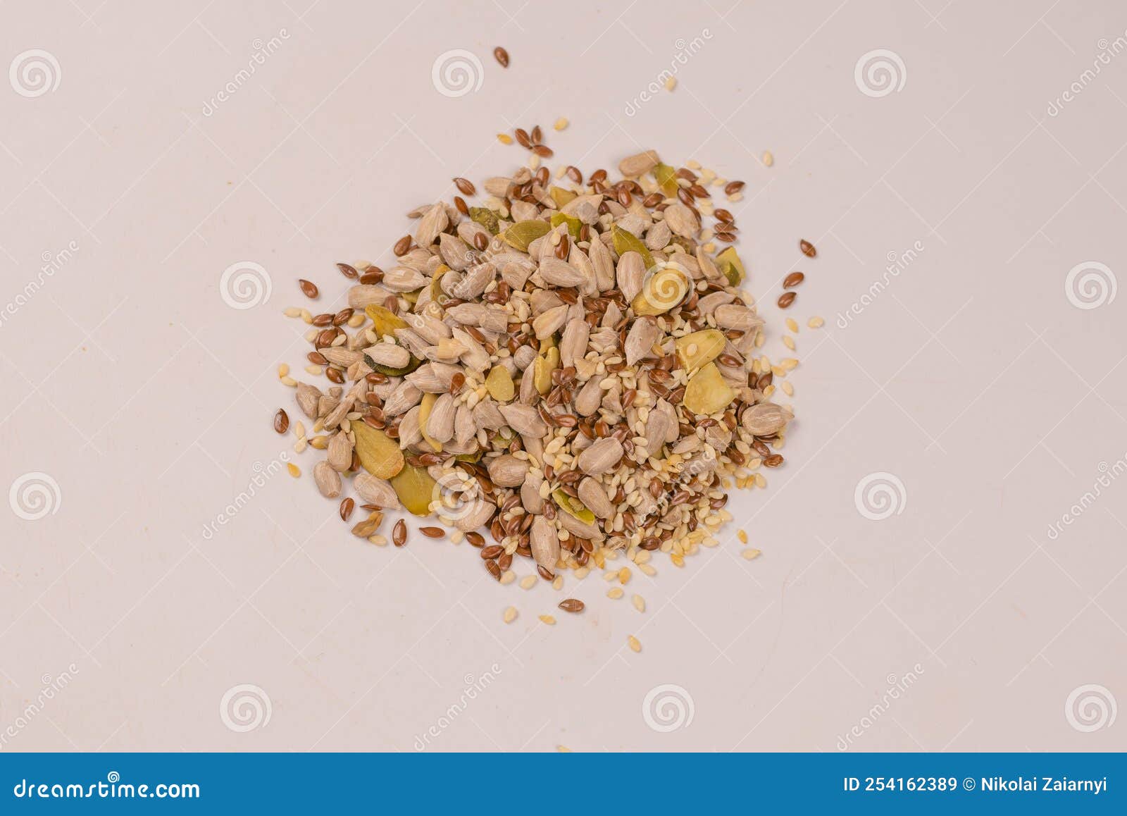 Mix of Seeds for a Salad. a Pile of Mixed Seeds Isolated on White ...