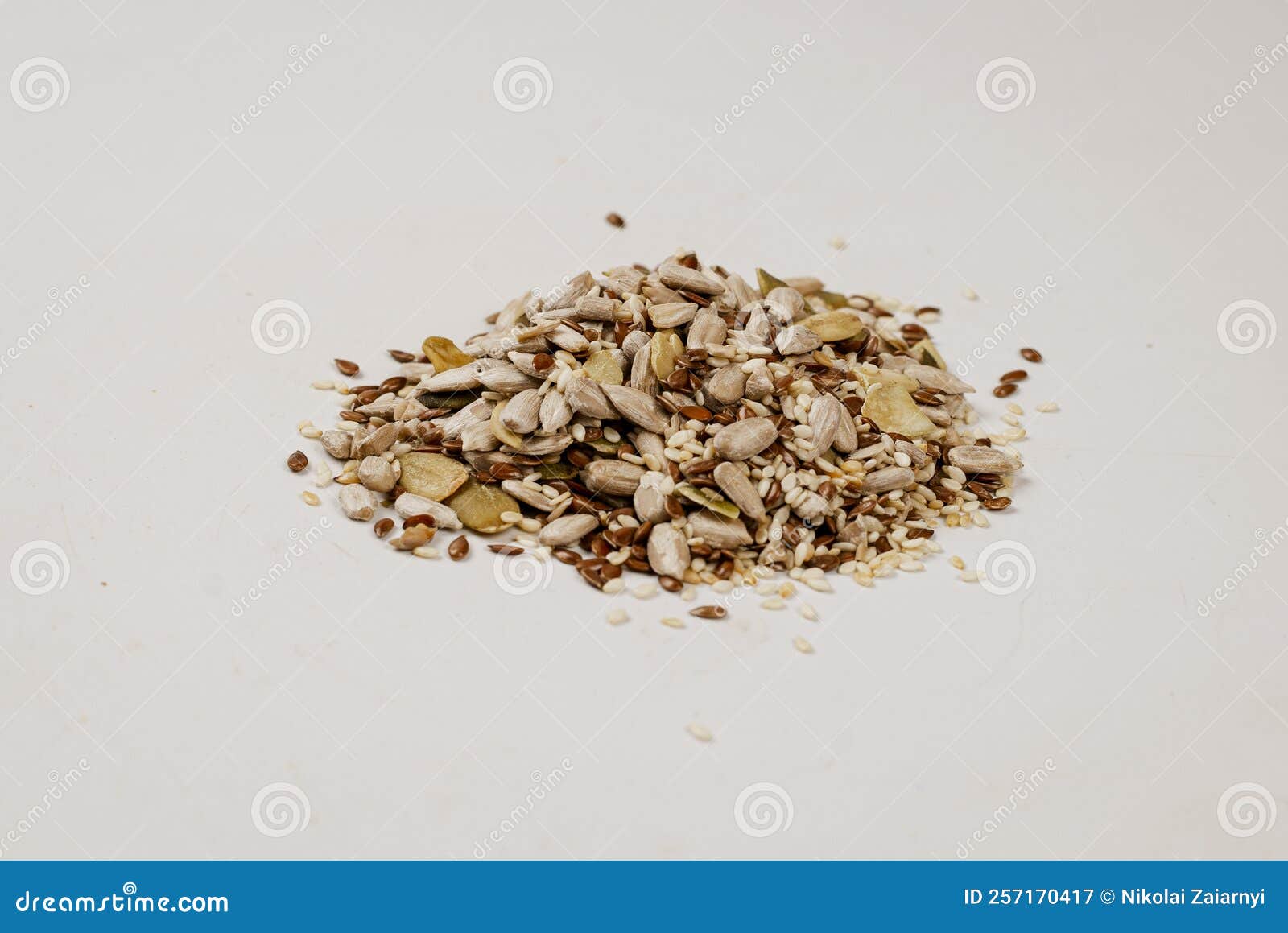 Mix of Seeds for a Salad. a Pile of Mixed Seeds Isolated on White ...