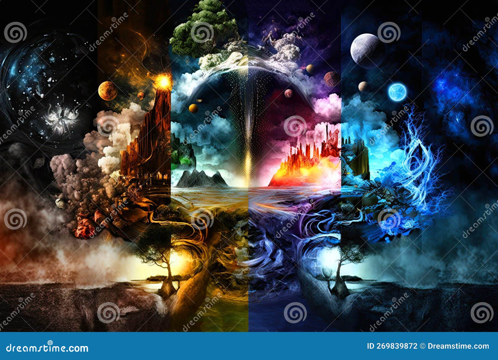 A Mix of Several Imaginary, Fantastic Worlds.Generative AI Stock ...