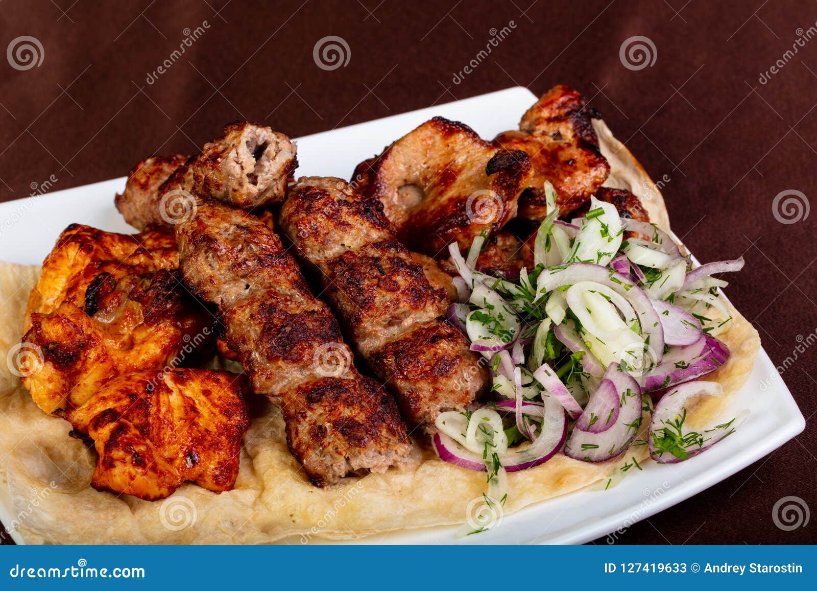 Mix shashlik plate stock image. Image of meal, lunch - 127419633