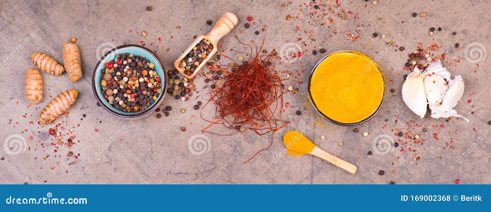 Mix of Spices on a Brown Textured Background Stock Photo - Image of ...