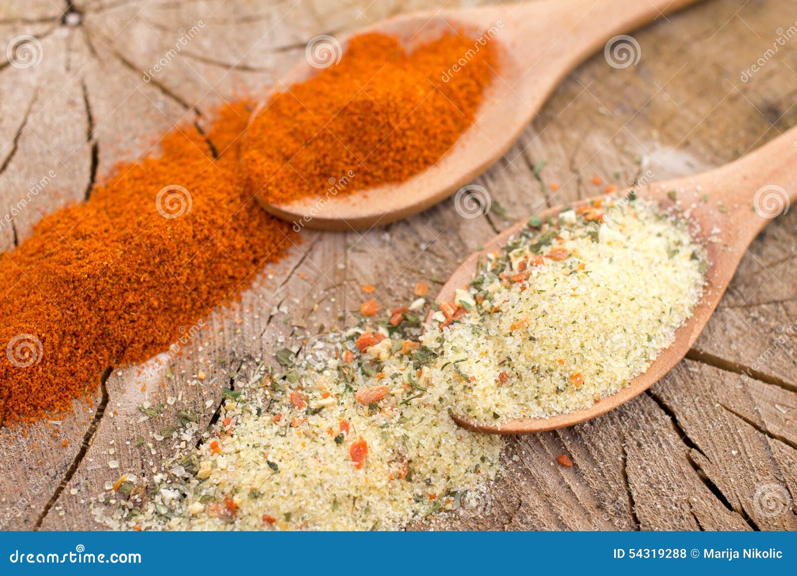 Mix of Spices on Wooden Background Stock Photo - Image of light, aroma ...