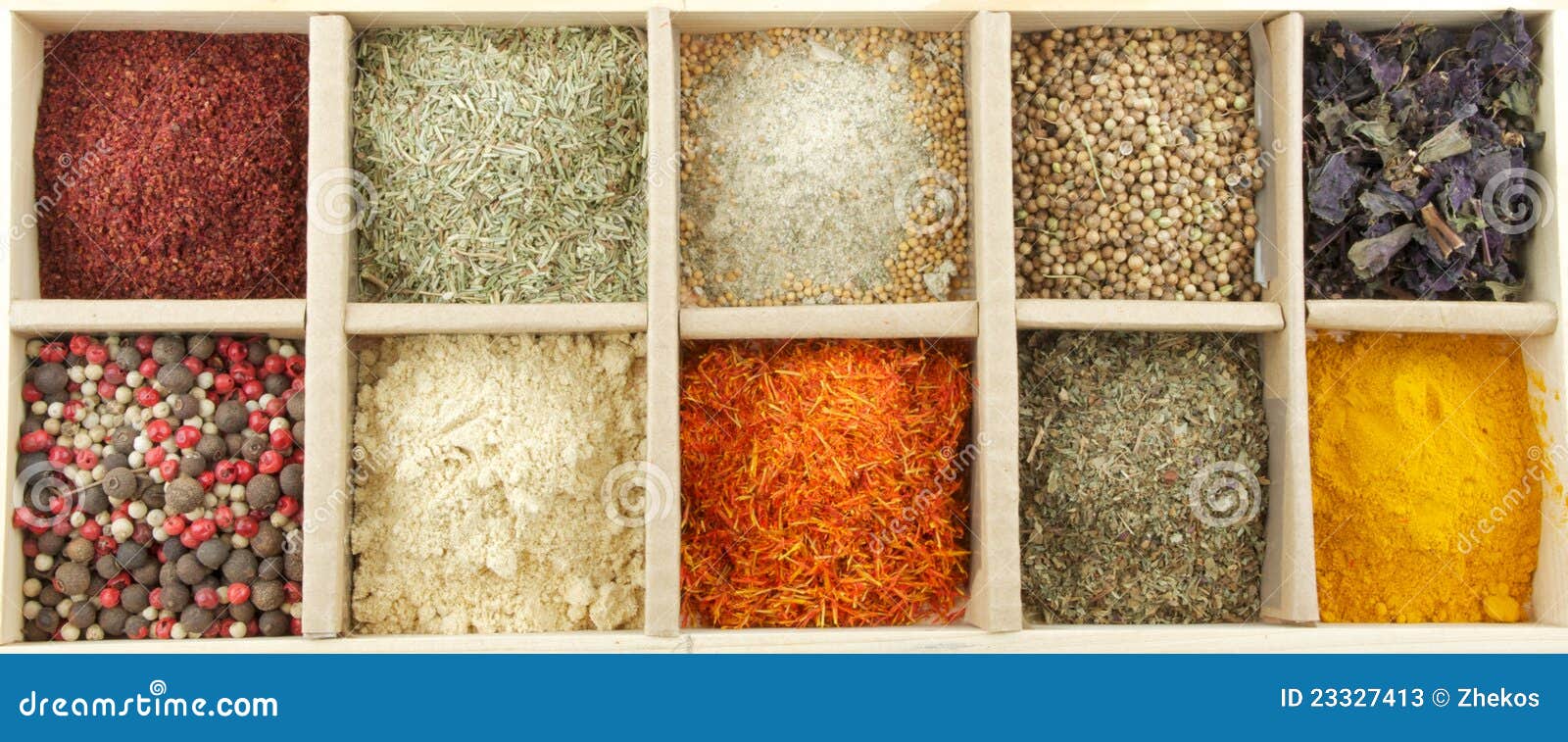 Mix Spicy Spices in box stock image. Image of herb, beige - 23327413