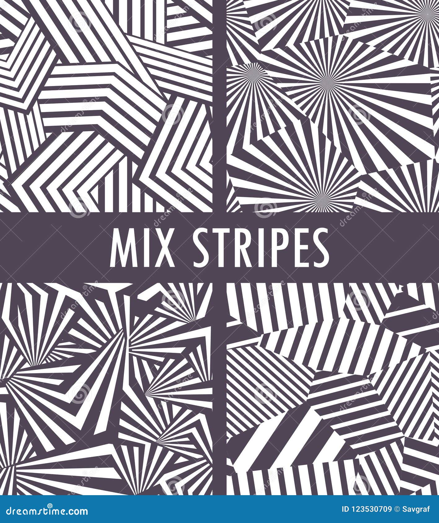 Mix of Stripes: Set of Monochrome Stripe Patterns Stock Vector ...