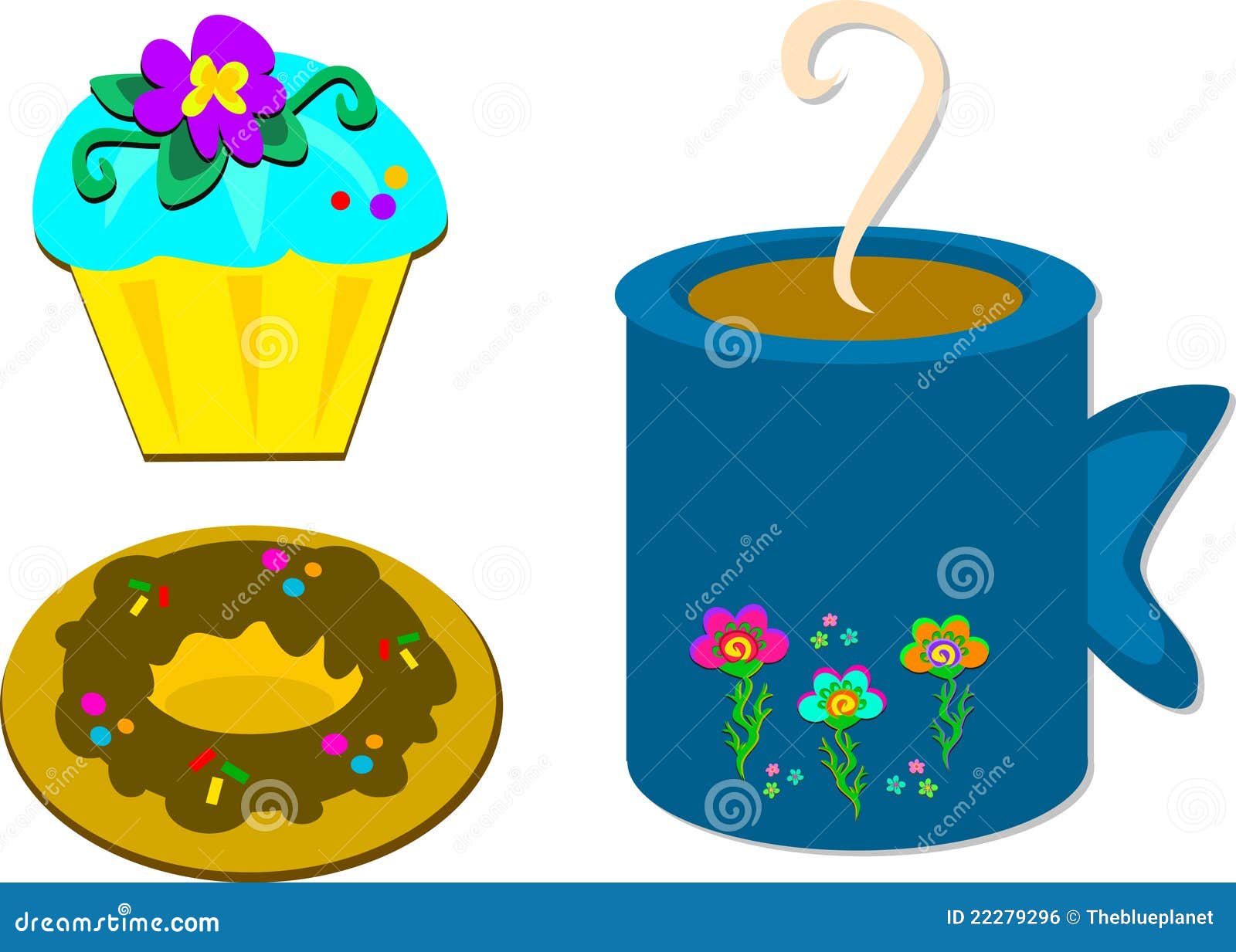 Mix of Sweets for the Morning Stock Vector - Illustration of sweet ...