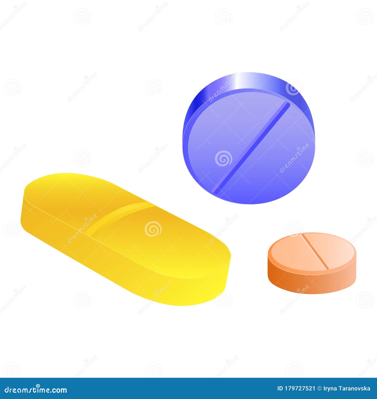 Mix of Three Different Types of Multicolored Tablets, Yellow, Blue ...