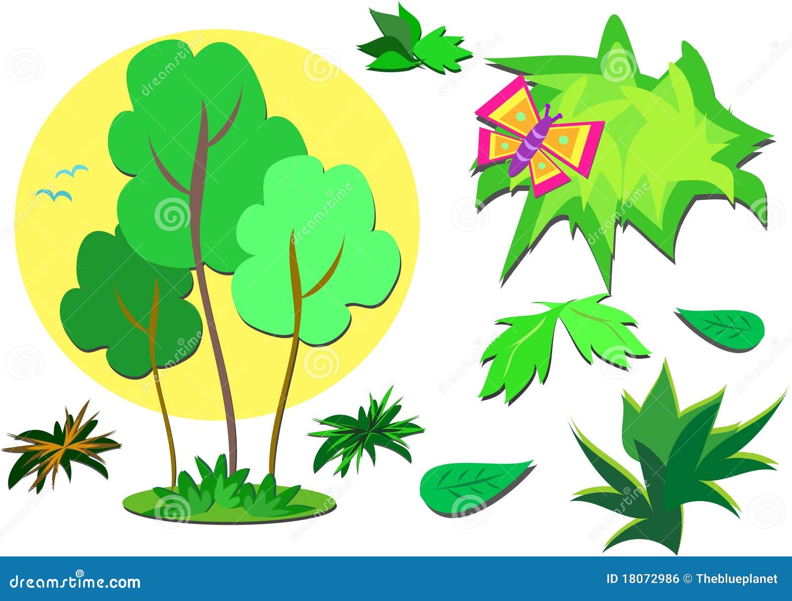 Mix of Trees and Plants stock vector. Illustration of branch - 18072986