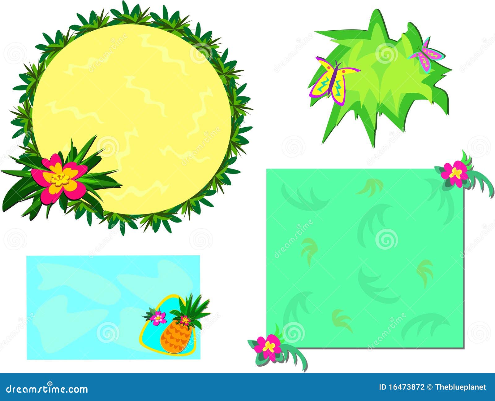 Mix of Tropical Frames and Plants Stock Vector - Illustration of ...