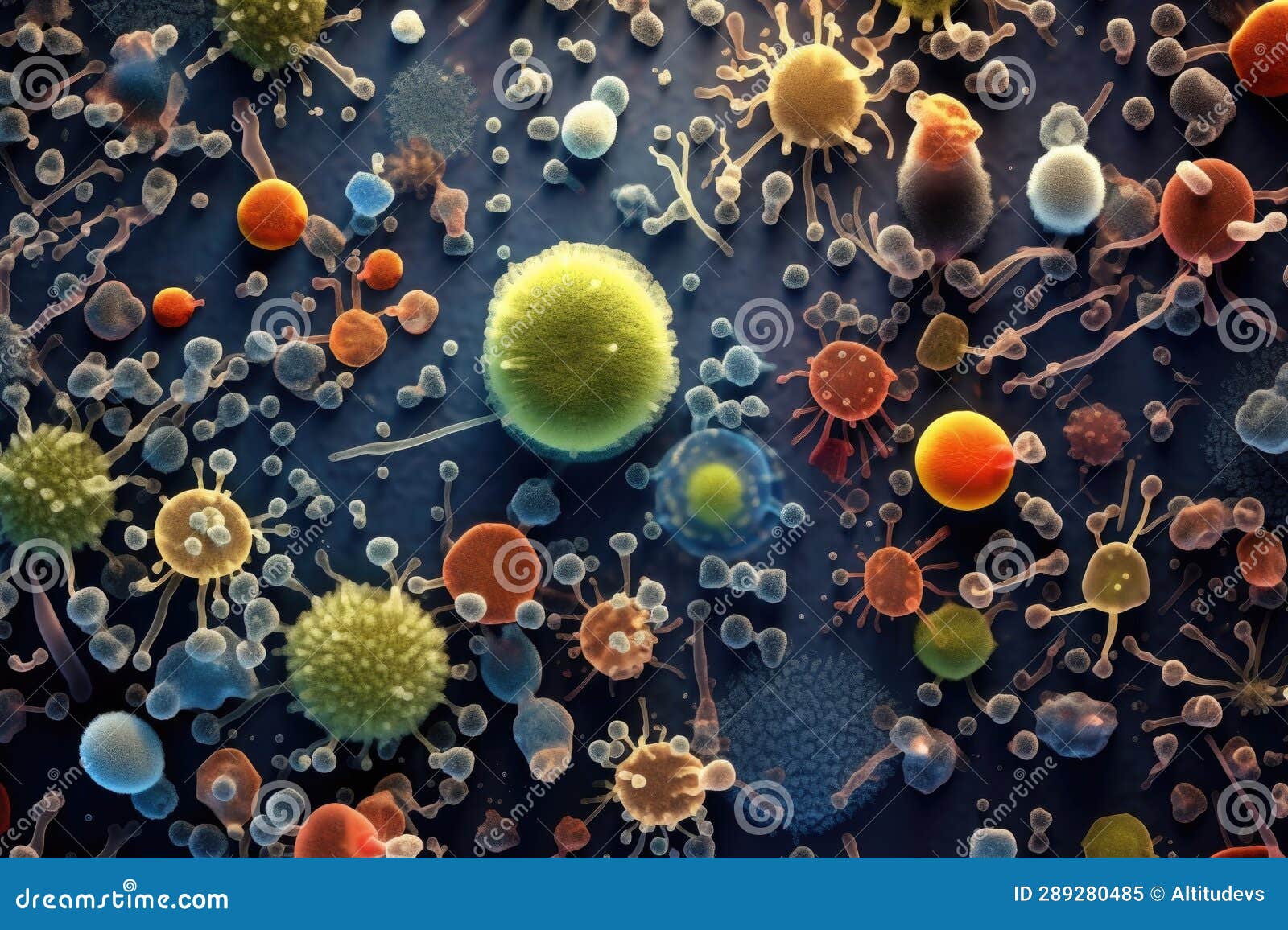 Mix of Various Bacteria Types in a Single Microscopic View Stock Image ...