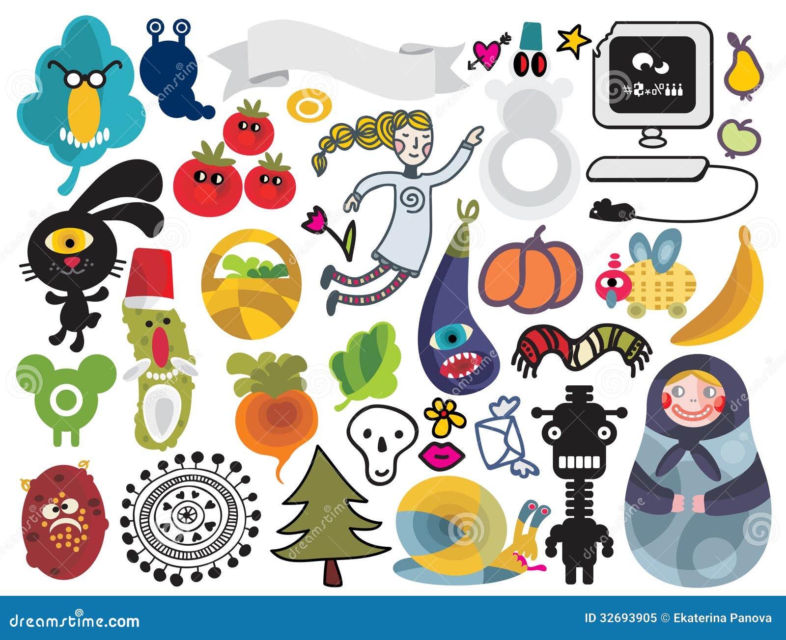 Mix of vector images. stock vector. Illustration of cartoon - 32693905