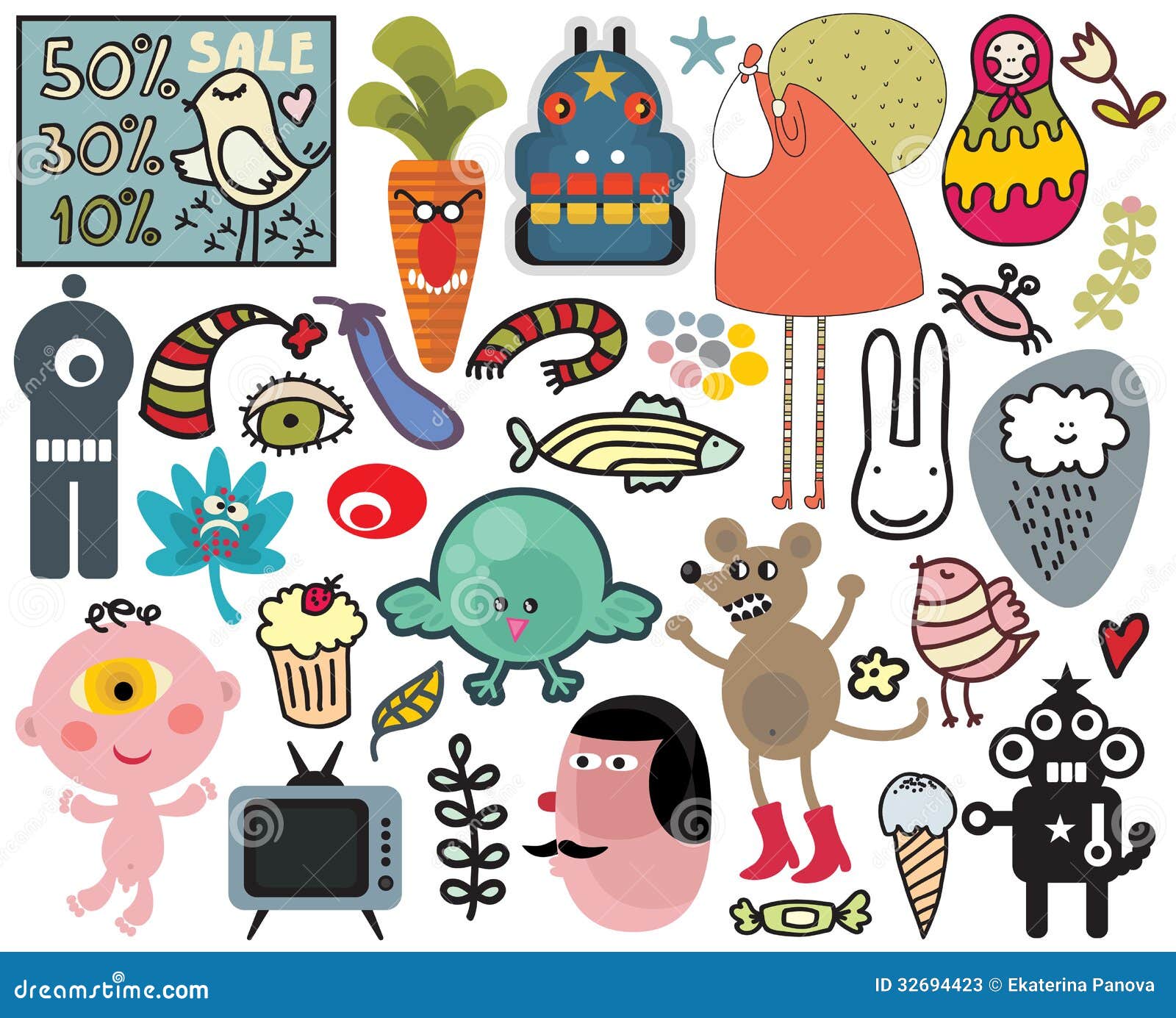 Mix of vector images. stock vector. Illustration of flower - 32694423