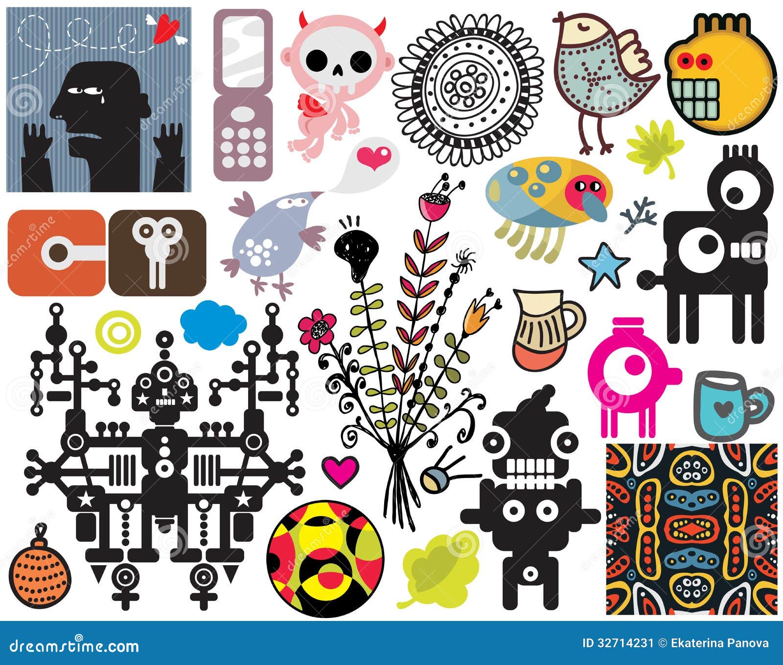 Mix of vector images. stock vector. Illustration of character - 32714231