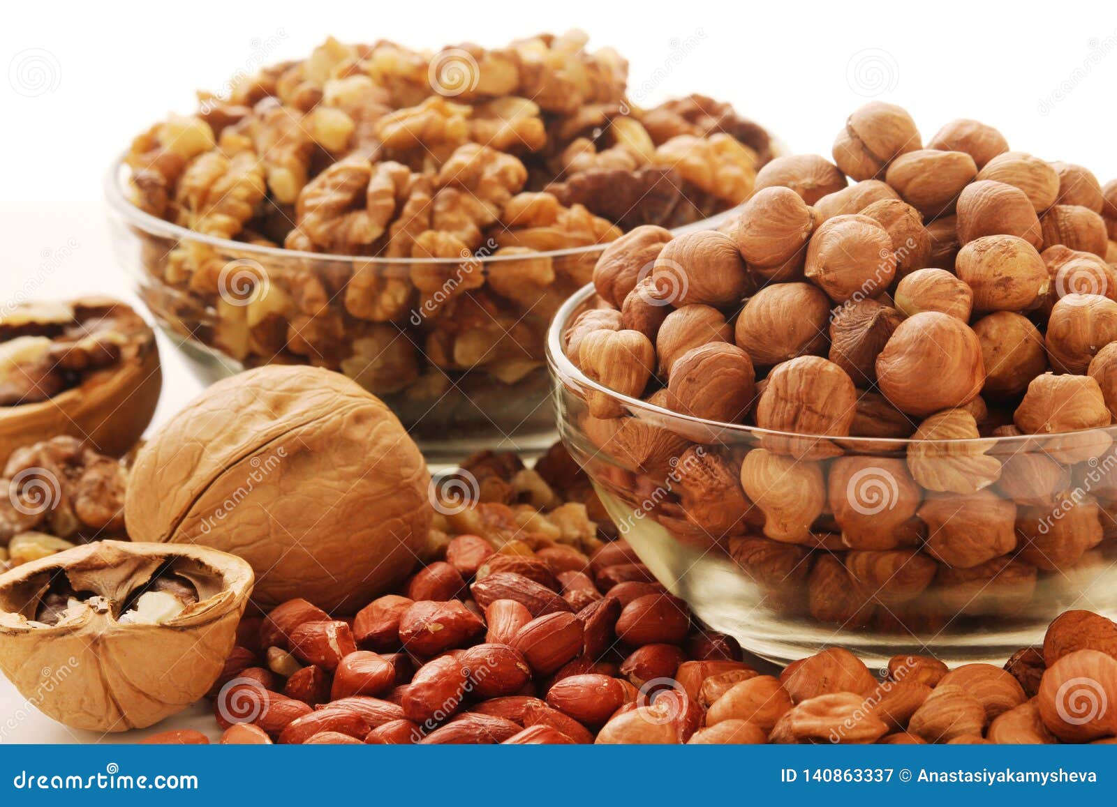 Different Nuts in Glass Cups Stock Image - Image of nature, snack ...