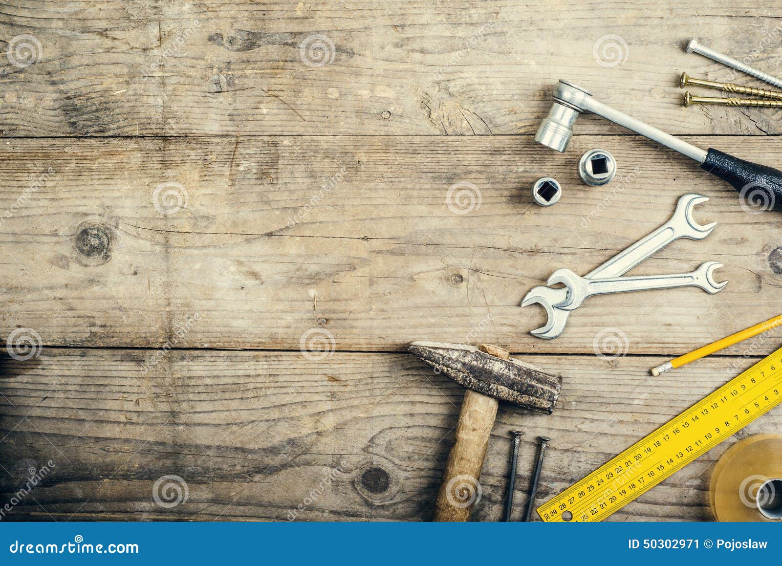 Mix of work tools stock image. Image of craft, overhead - 50302971