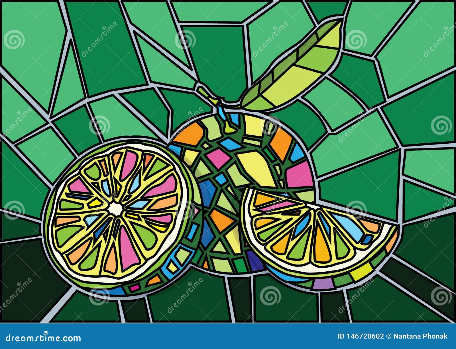 Lemon Stained Glass Illustration Vector Stock Vector - Illustration of ...