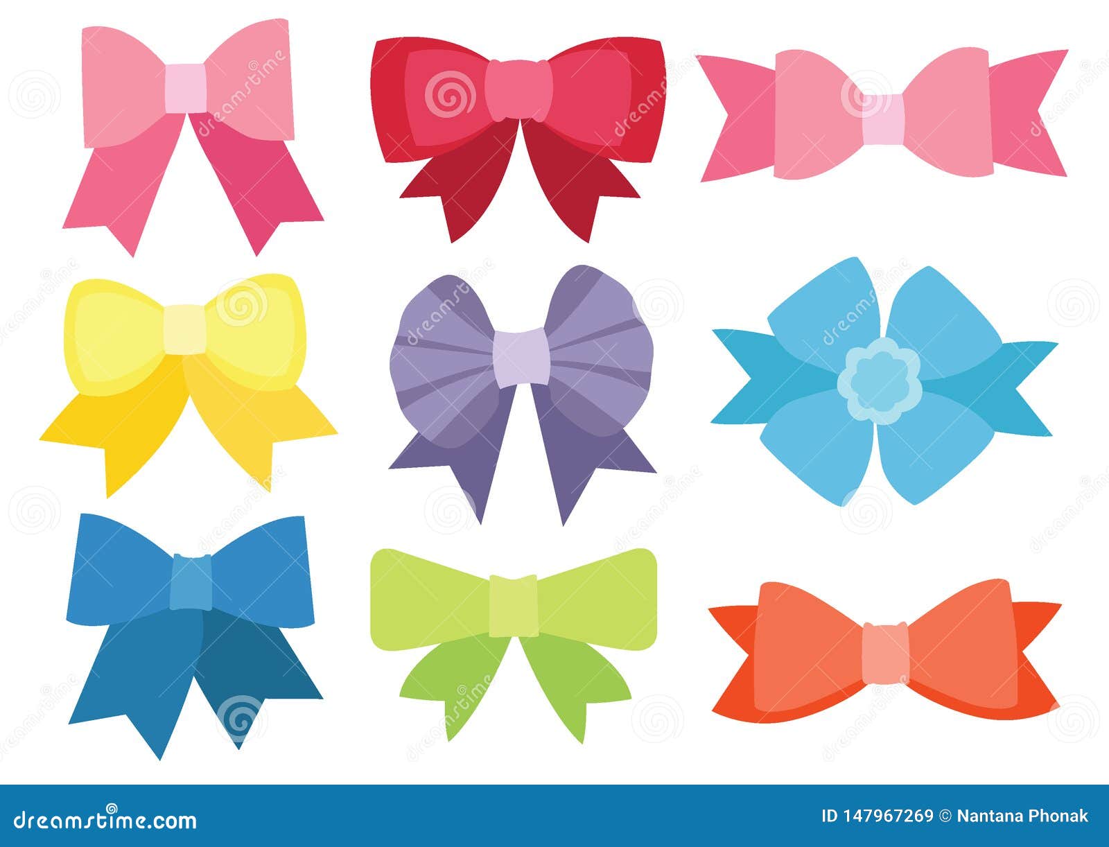 Bow Colour Design and Multicolored Bow Colorful Stock Illustration ...