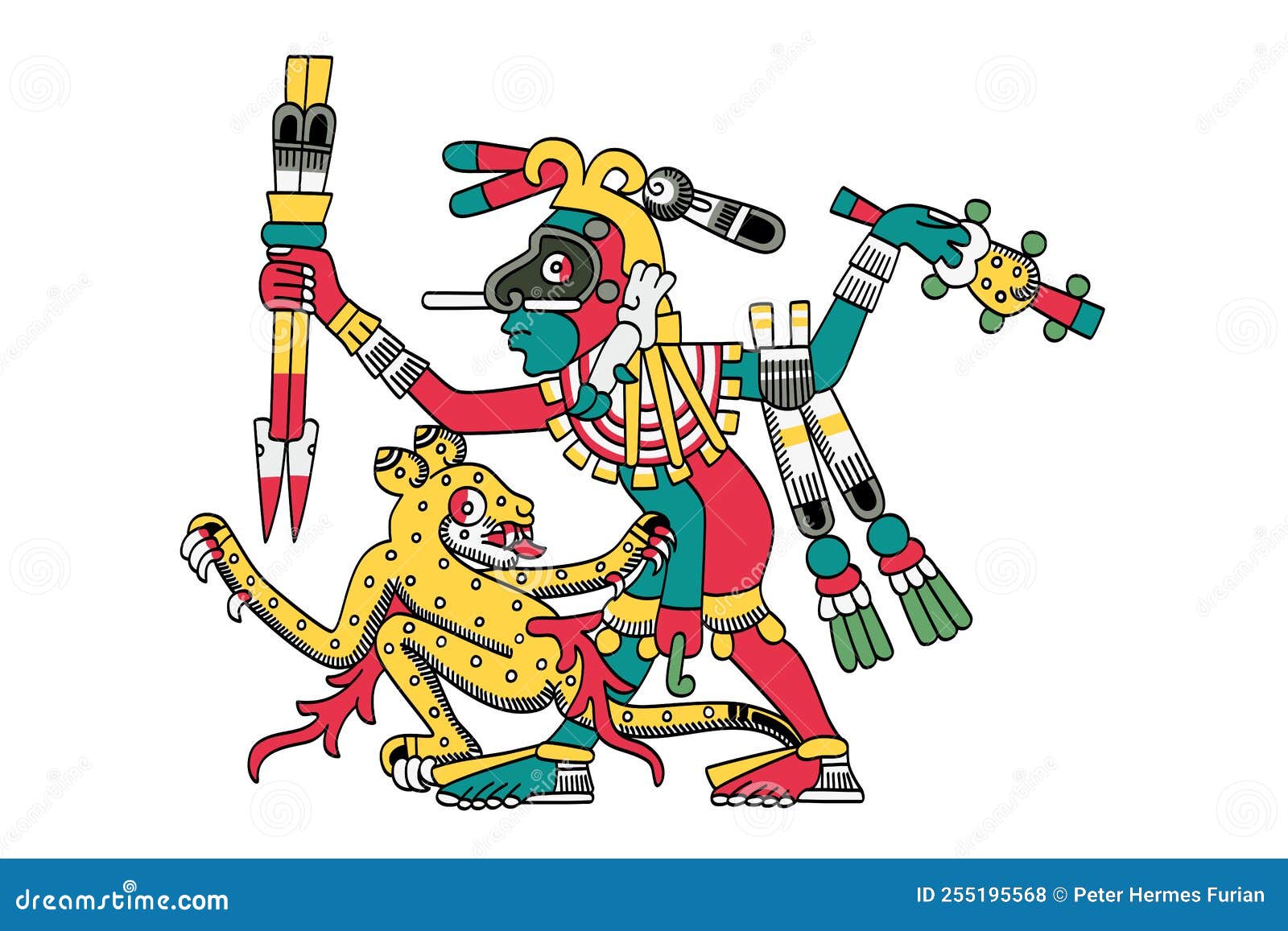 Mixcoatl Hunting a Jaguar, Aztec God of the Hunt, Identified with the ...