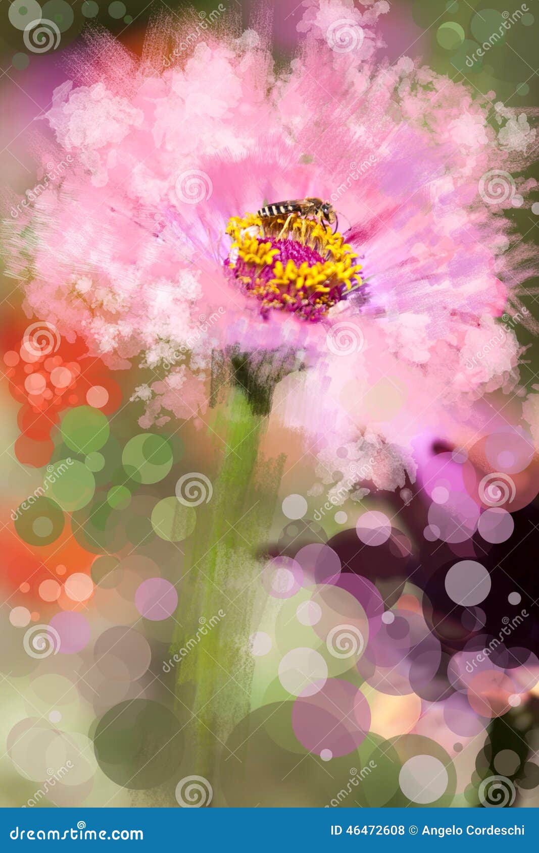 Mixed Abstract and Real Flower Explosion of Colors Stock Illustration ...