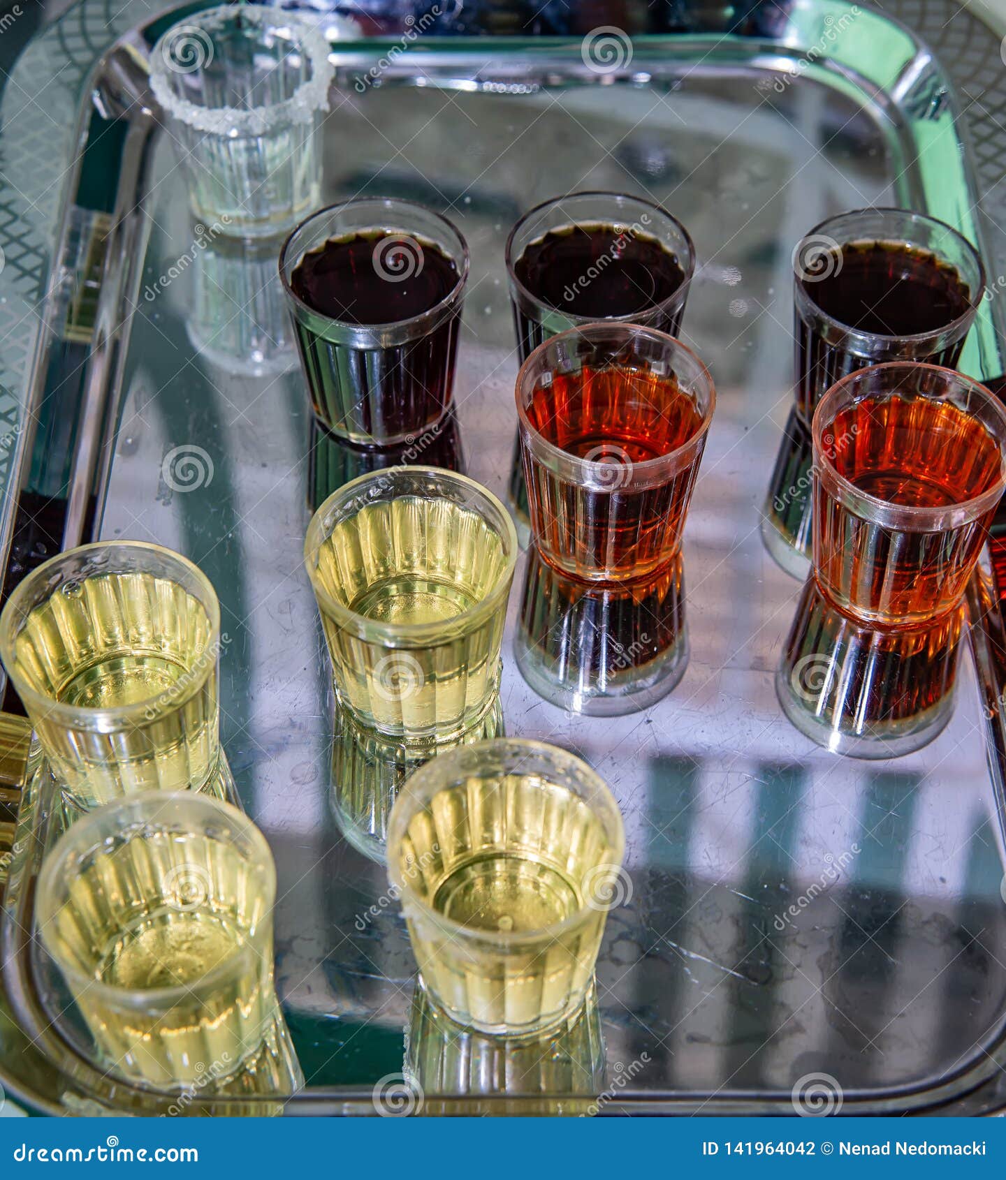 Mixed Alcoholic Drinks in Glasses on the Tray Stock Photo - Image of ...
