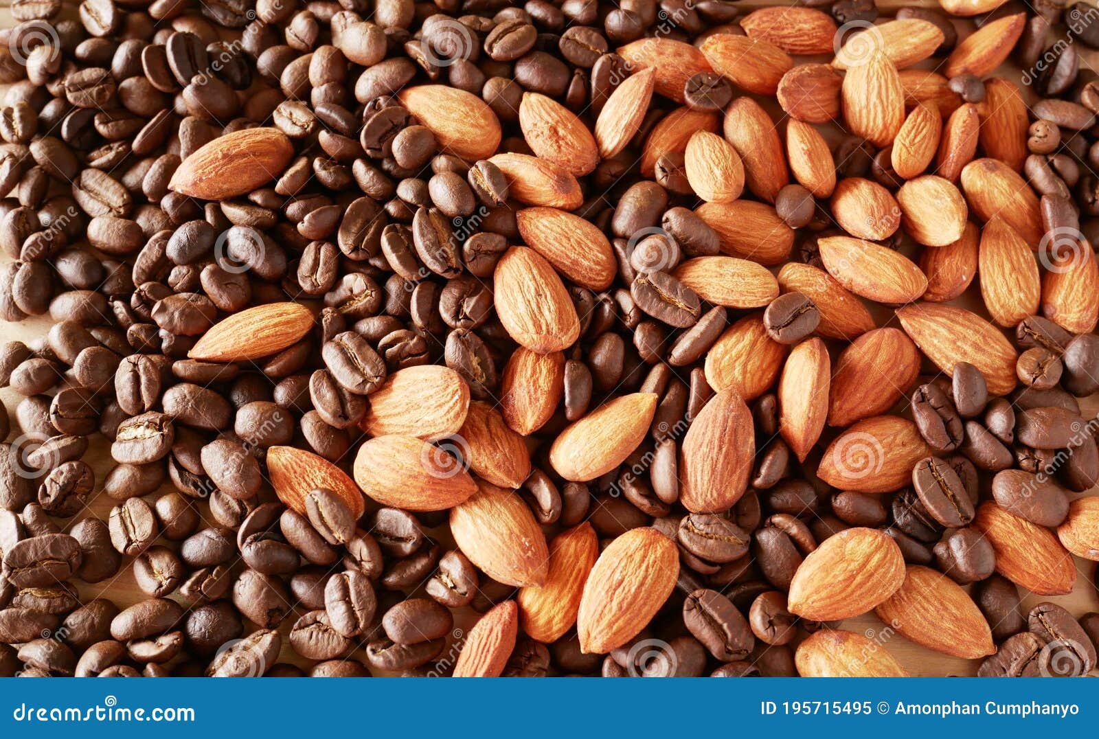 Mixed Almond and Coffee for Background Stock Image - Image of isolated ...